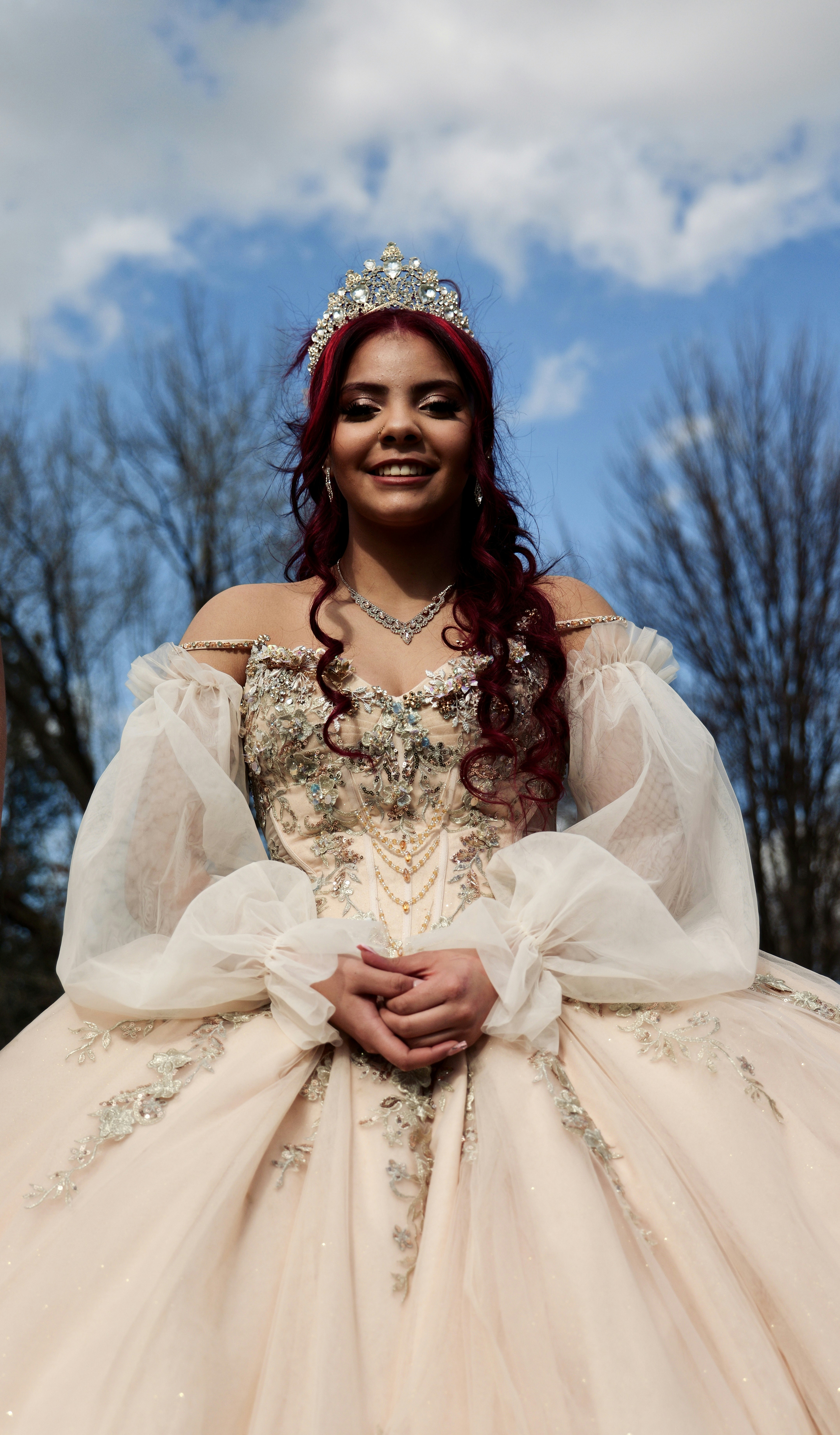 Princess in Pearls: A Portrait Under Open Skies