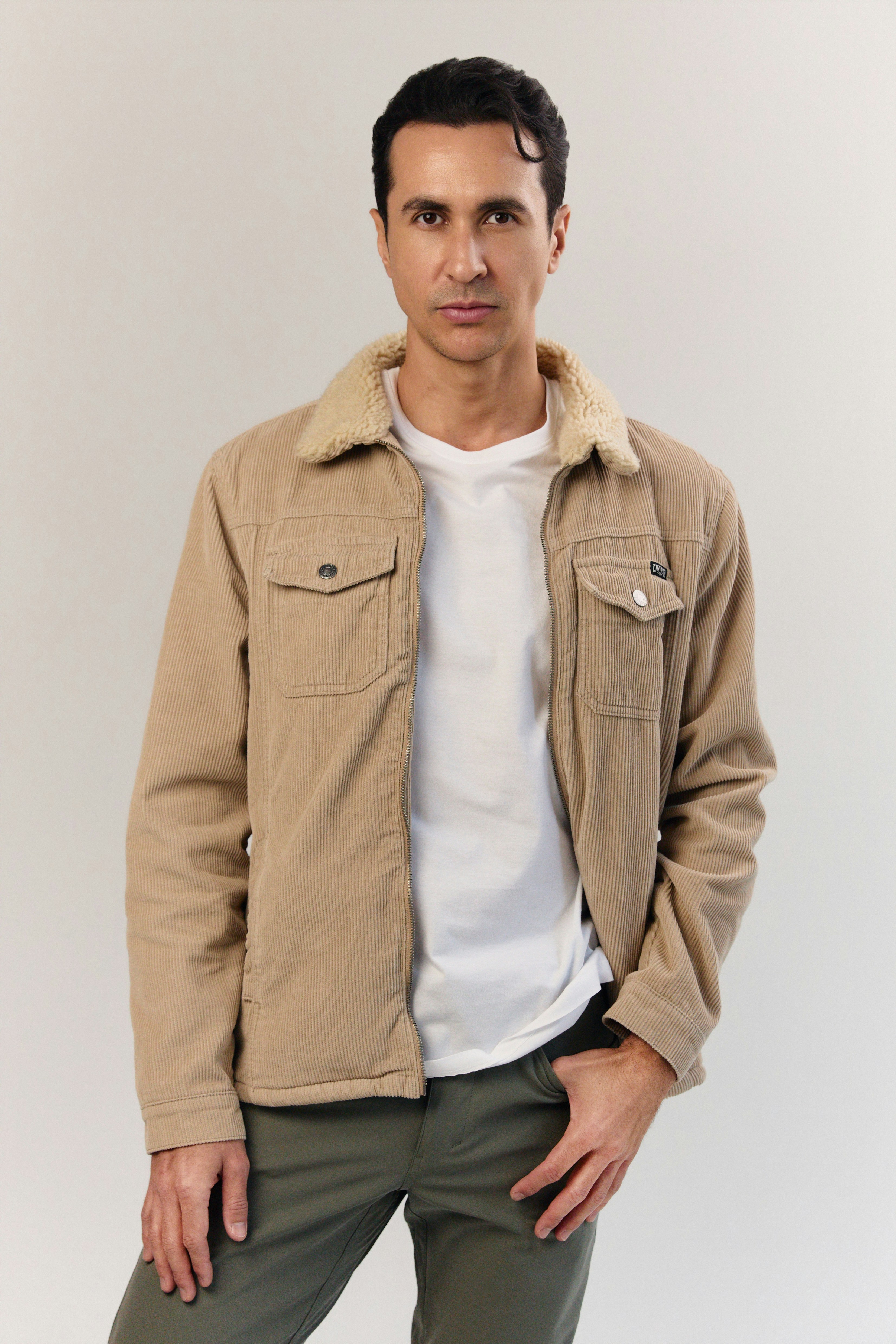 Muted Beige: A Confident Studio Portrait