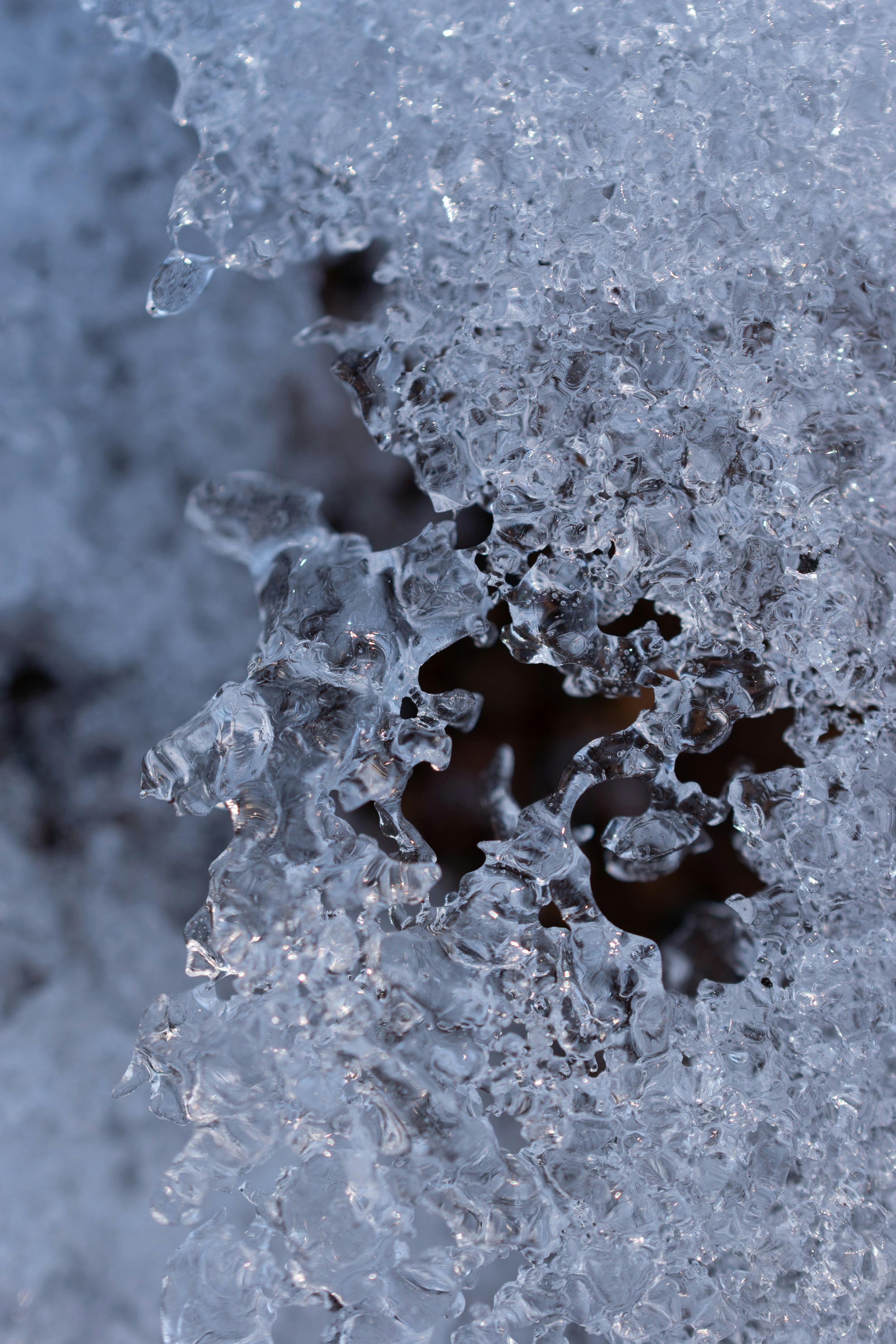Icy Lattice: Close-Up of Frozen Crystal Structure