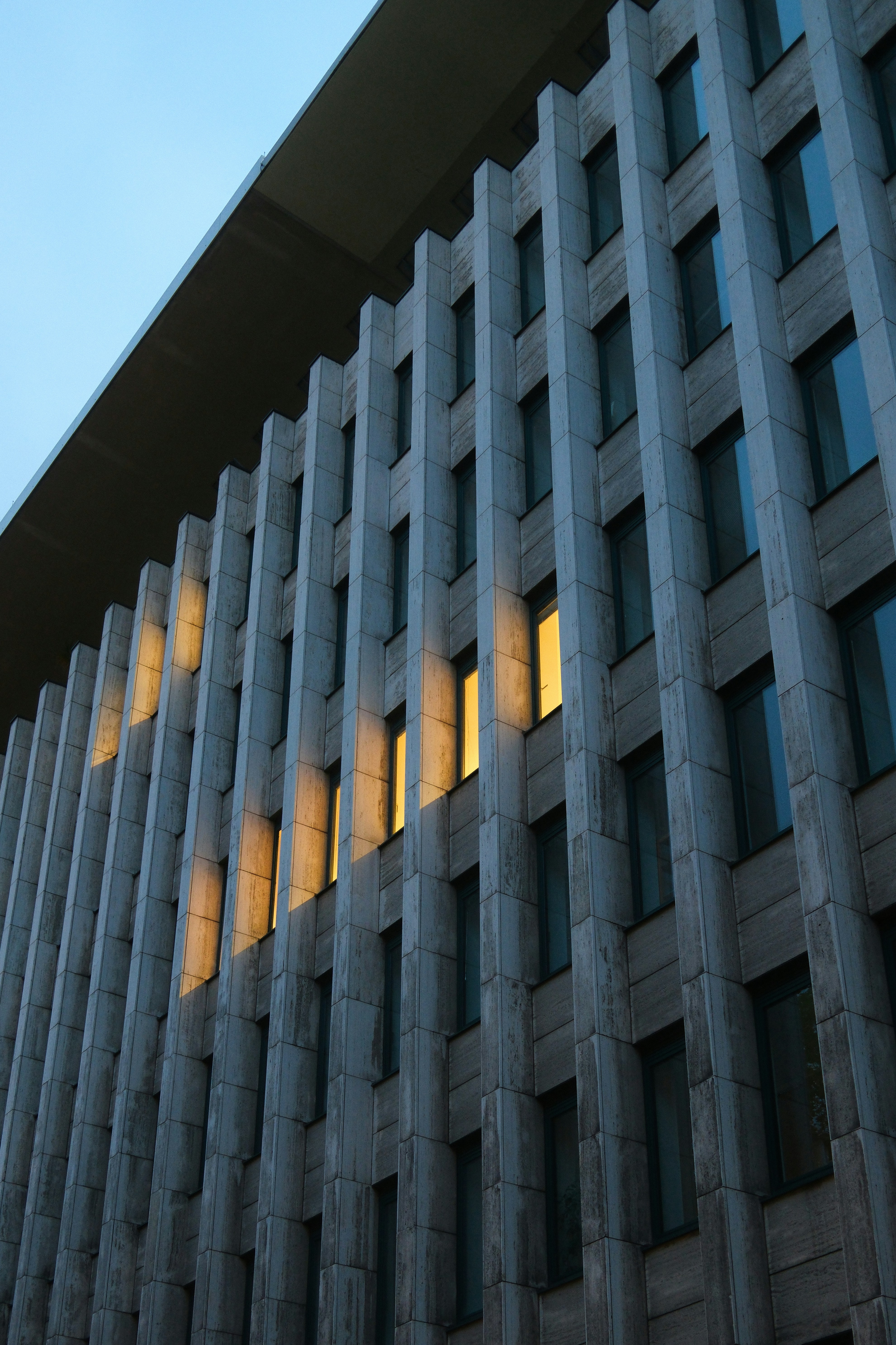 Golden Light on a Grid of Stone Facades