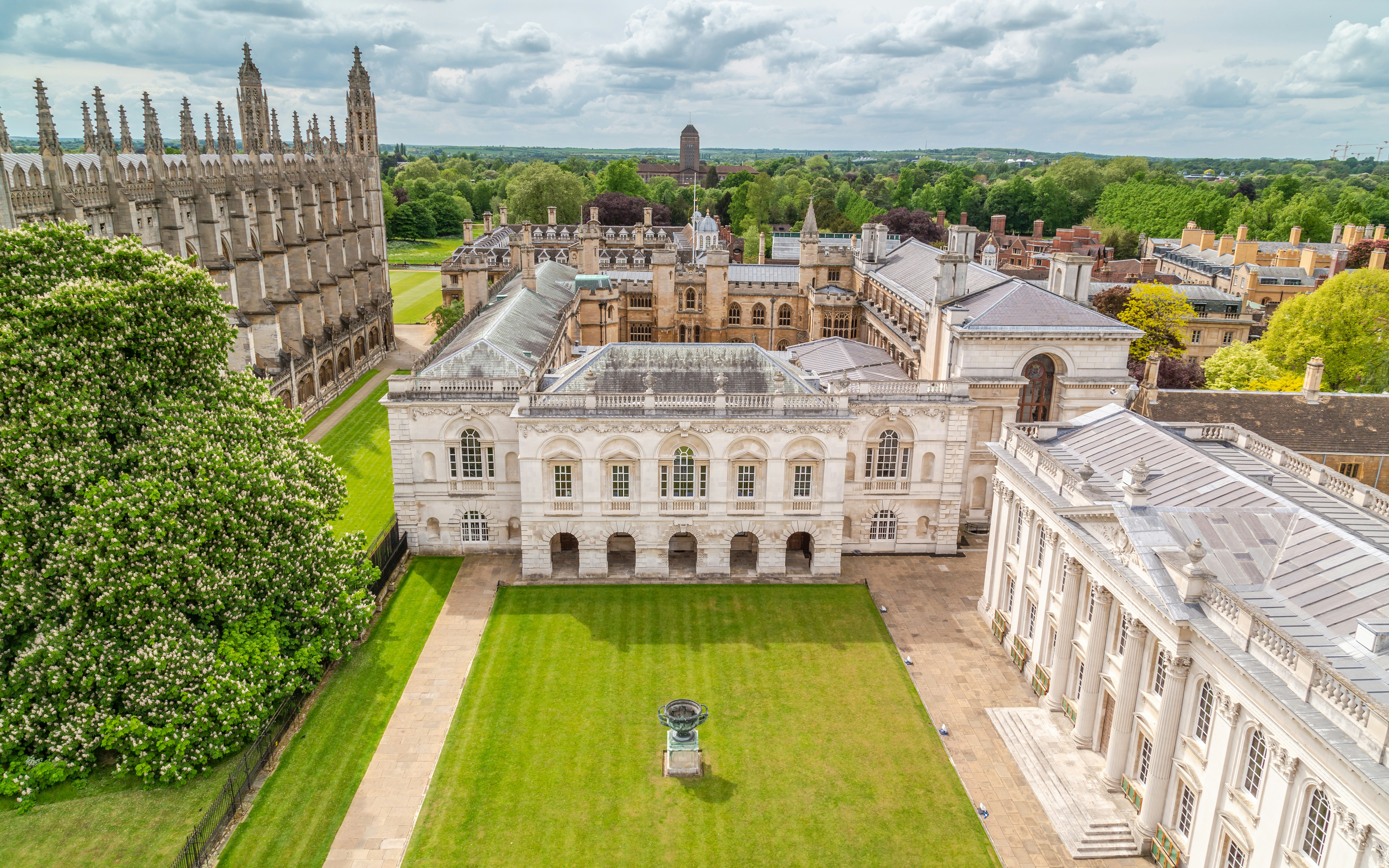 Aerial Vista Over a Georgian Quad and Curtain Wall