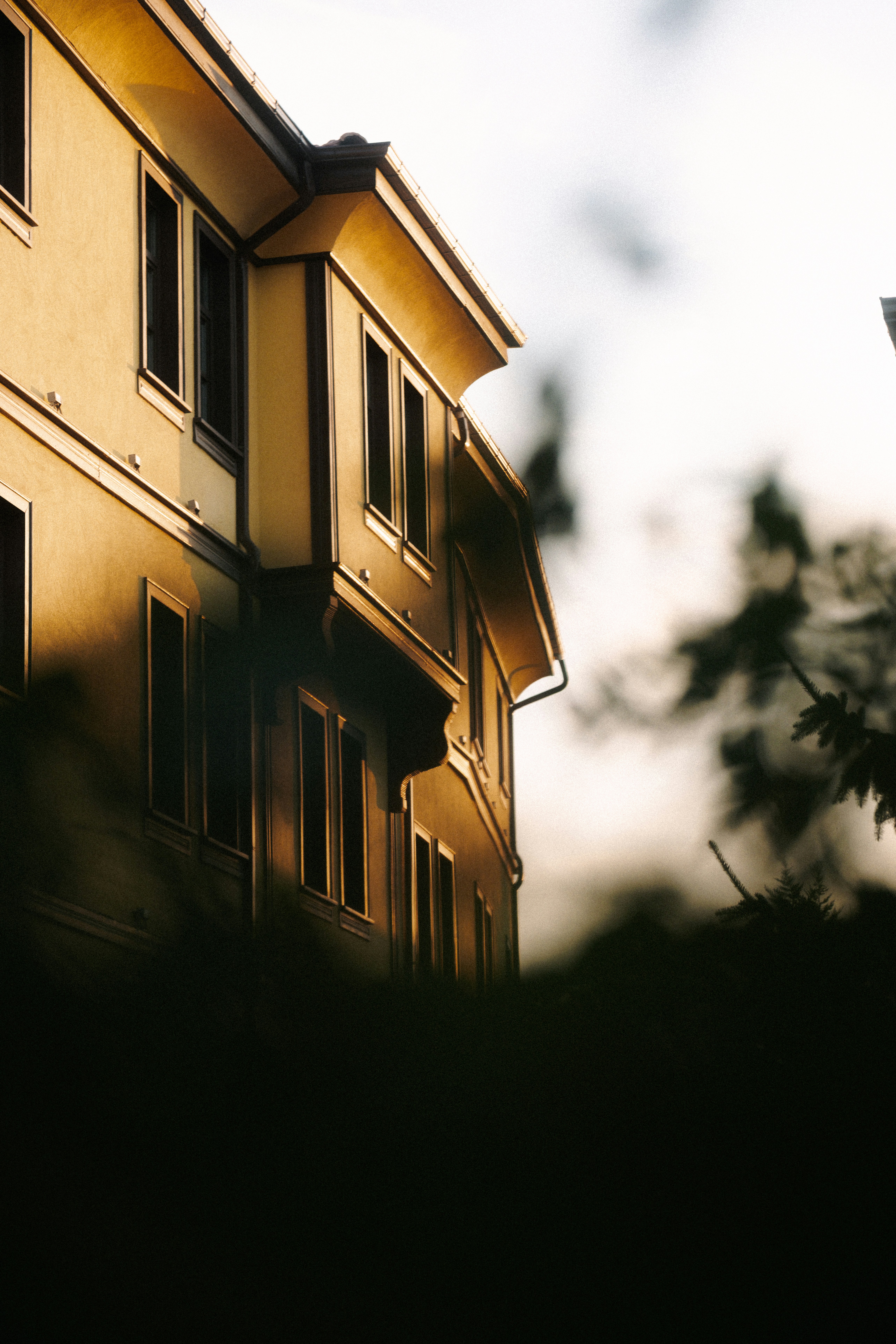 Sunlit Corner: Facade in Soft Evening Light