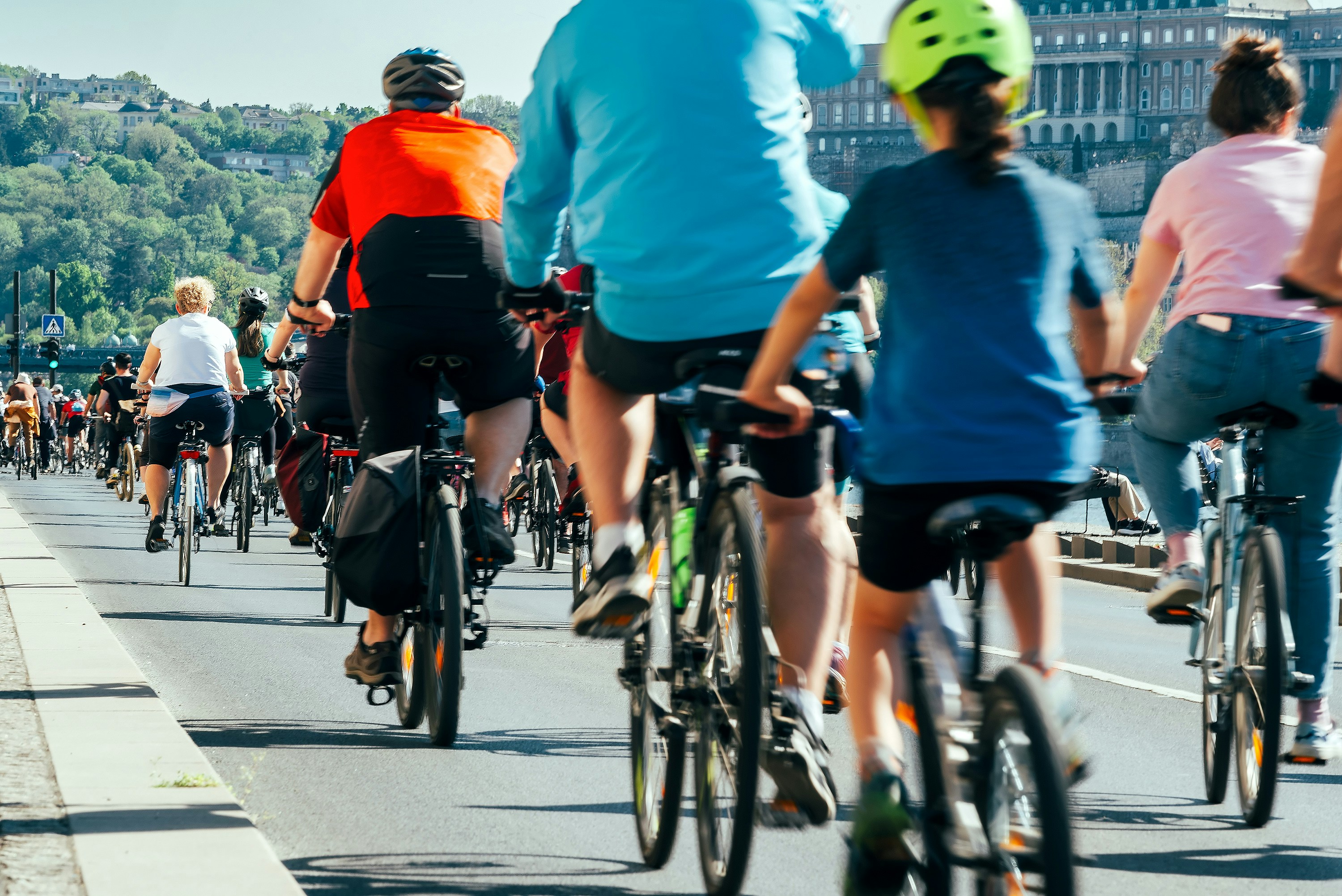 Momentum of the Ride: Cyclists Streaming Through a City Bridge