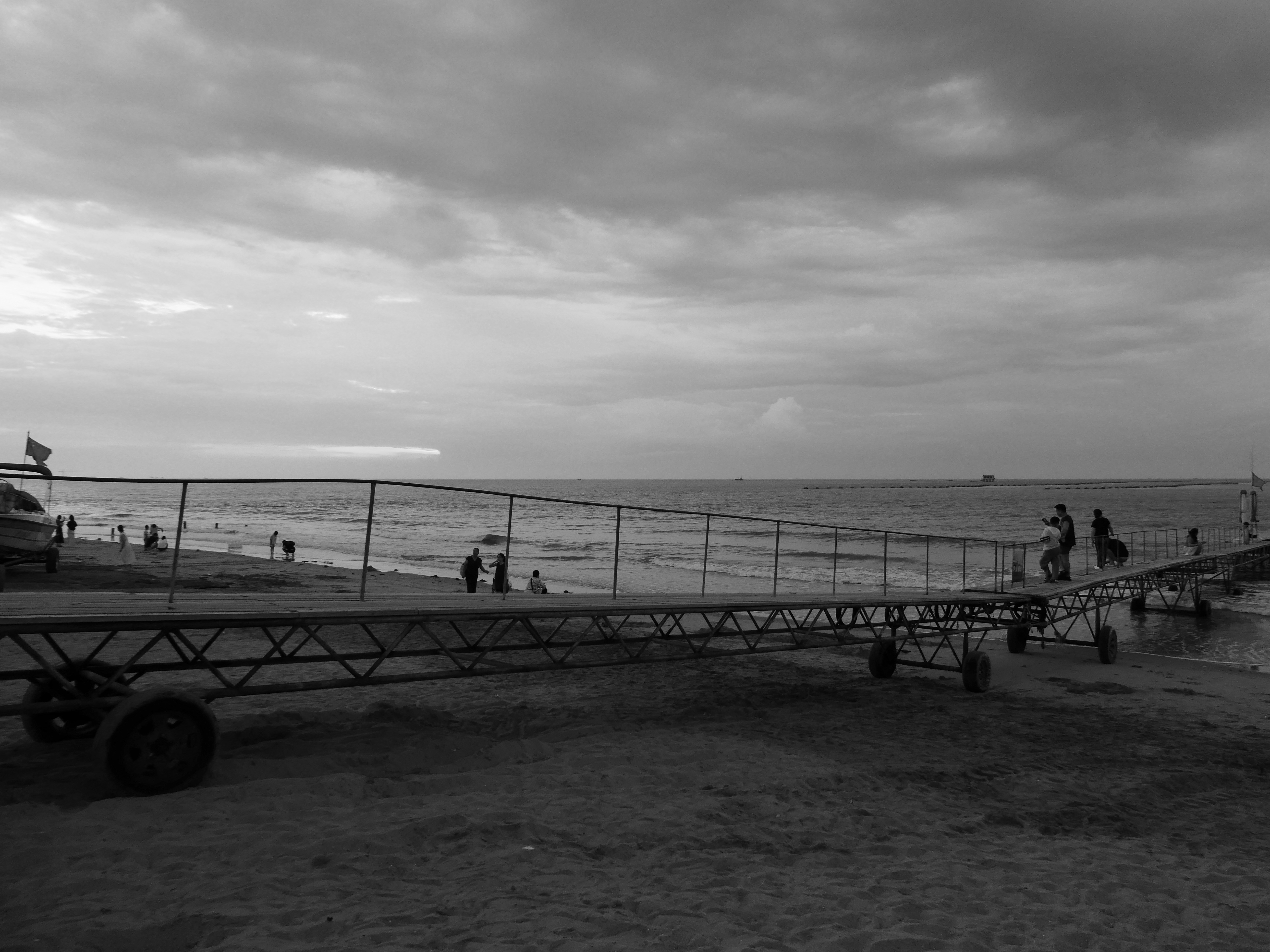 Silhouette by the Shore: A Silvery Promenade over Quiet Waters