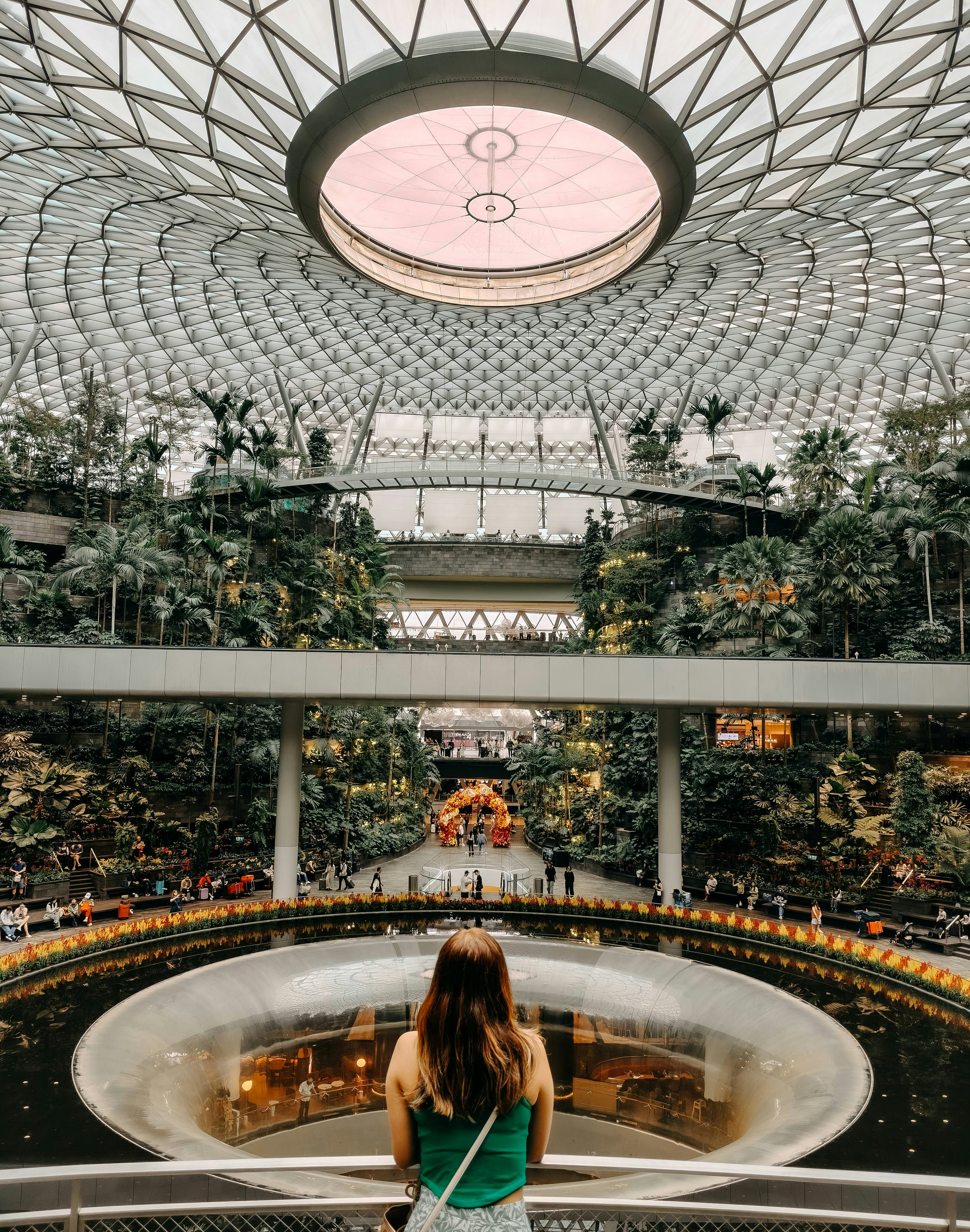Central Traveler Beneath a Glass Dome