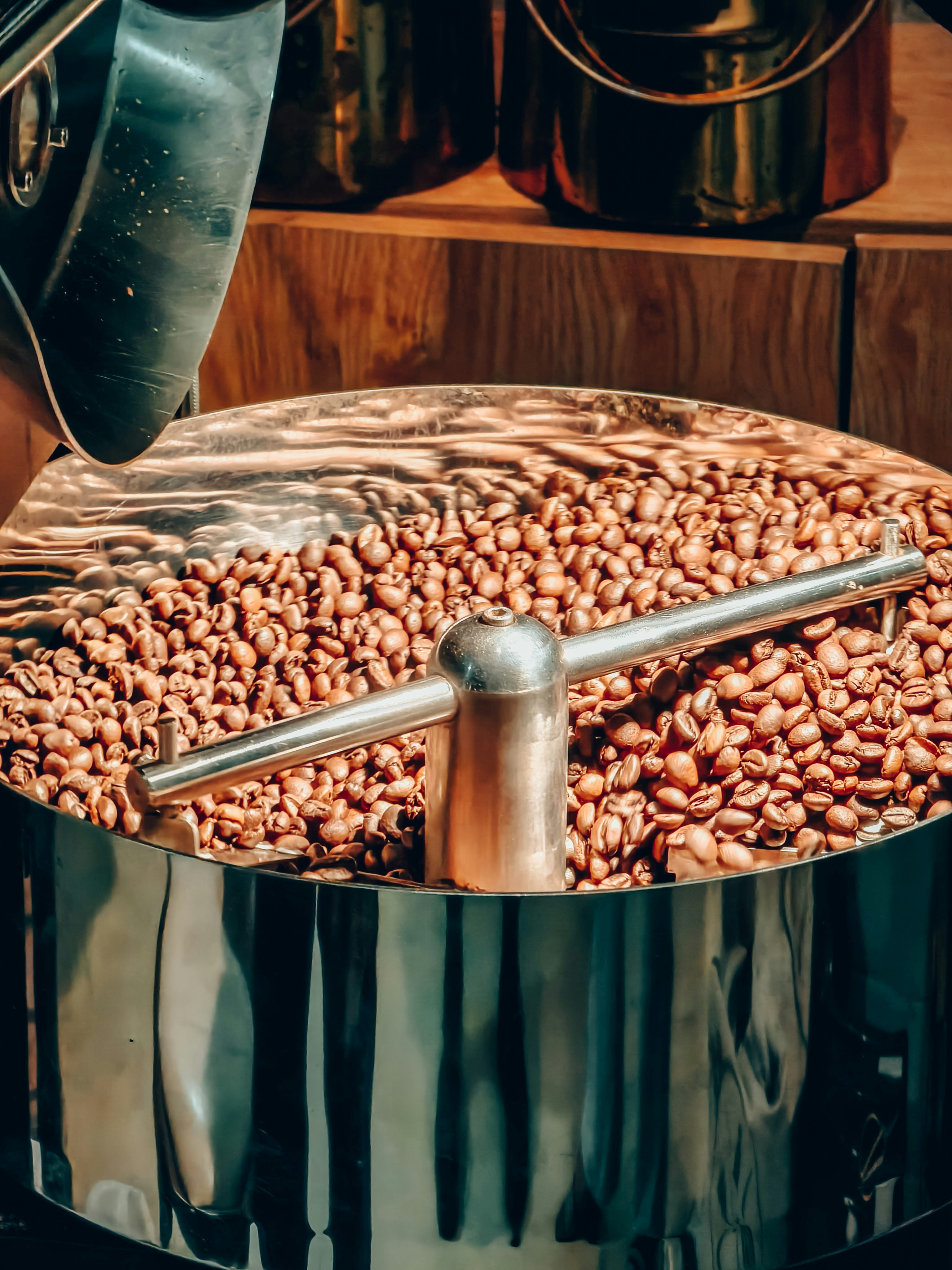 Roasted Beans in a Shiny Tumblers: A Precision Roast in Metal