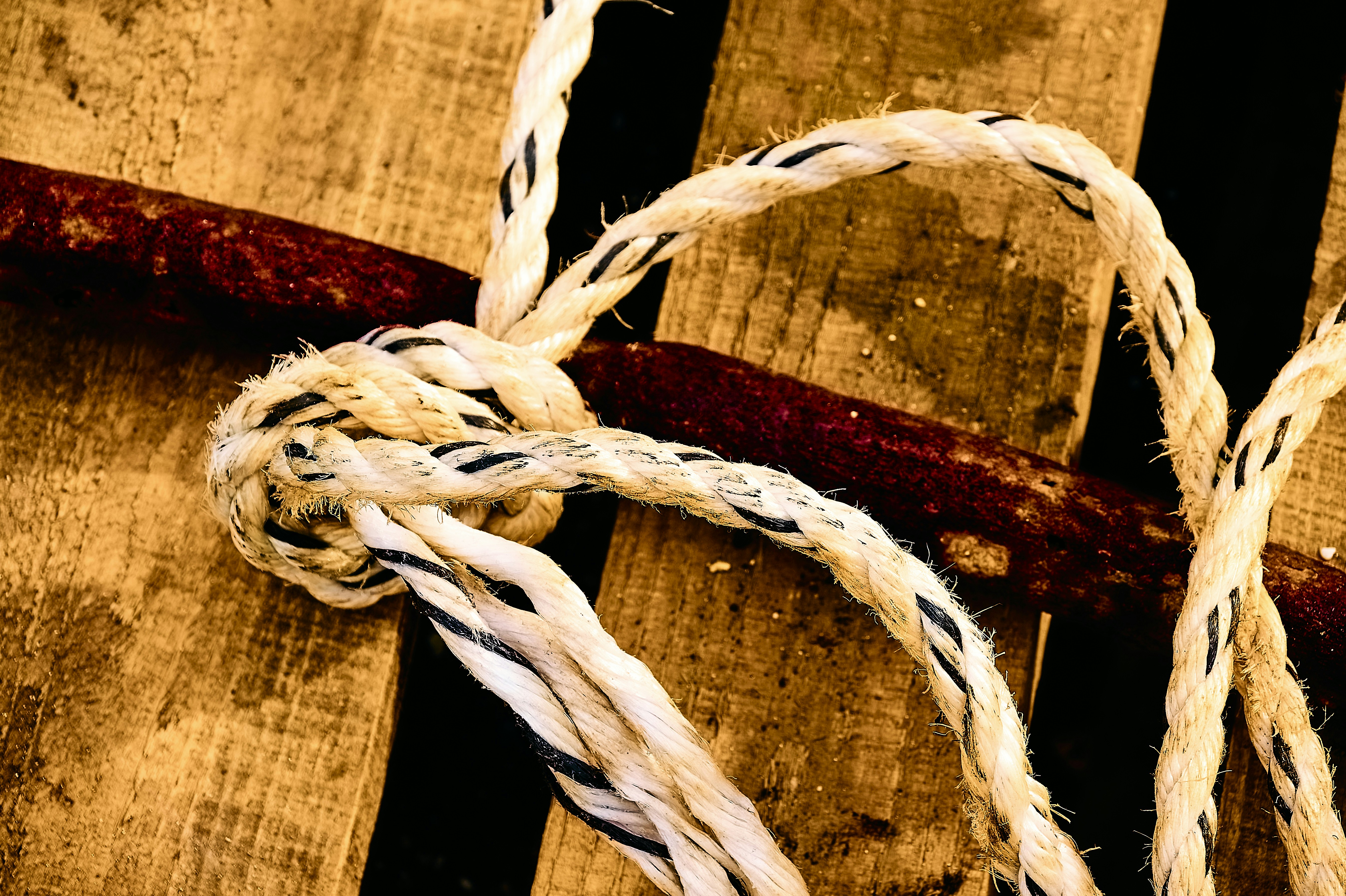 Tangled Rope on Weathered Timber