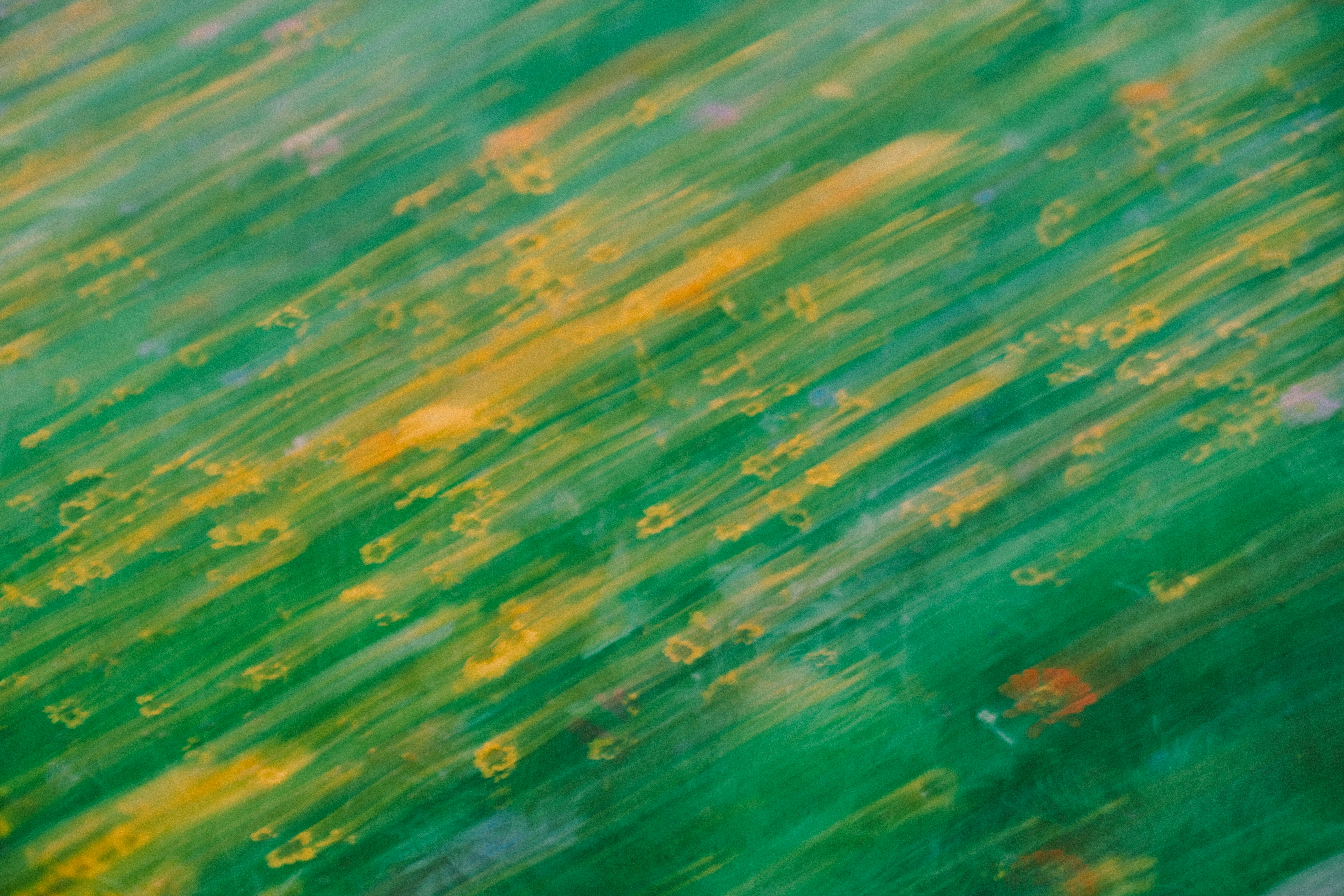 Swirls of Green and Gold: Abstract Field Motion
