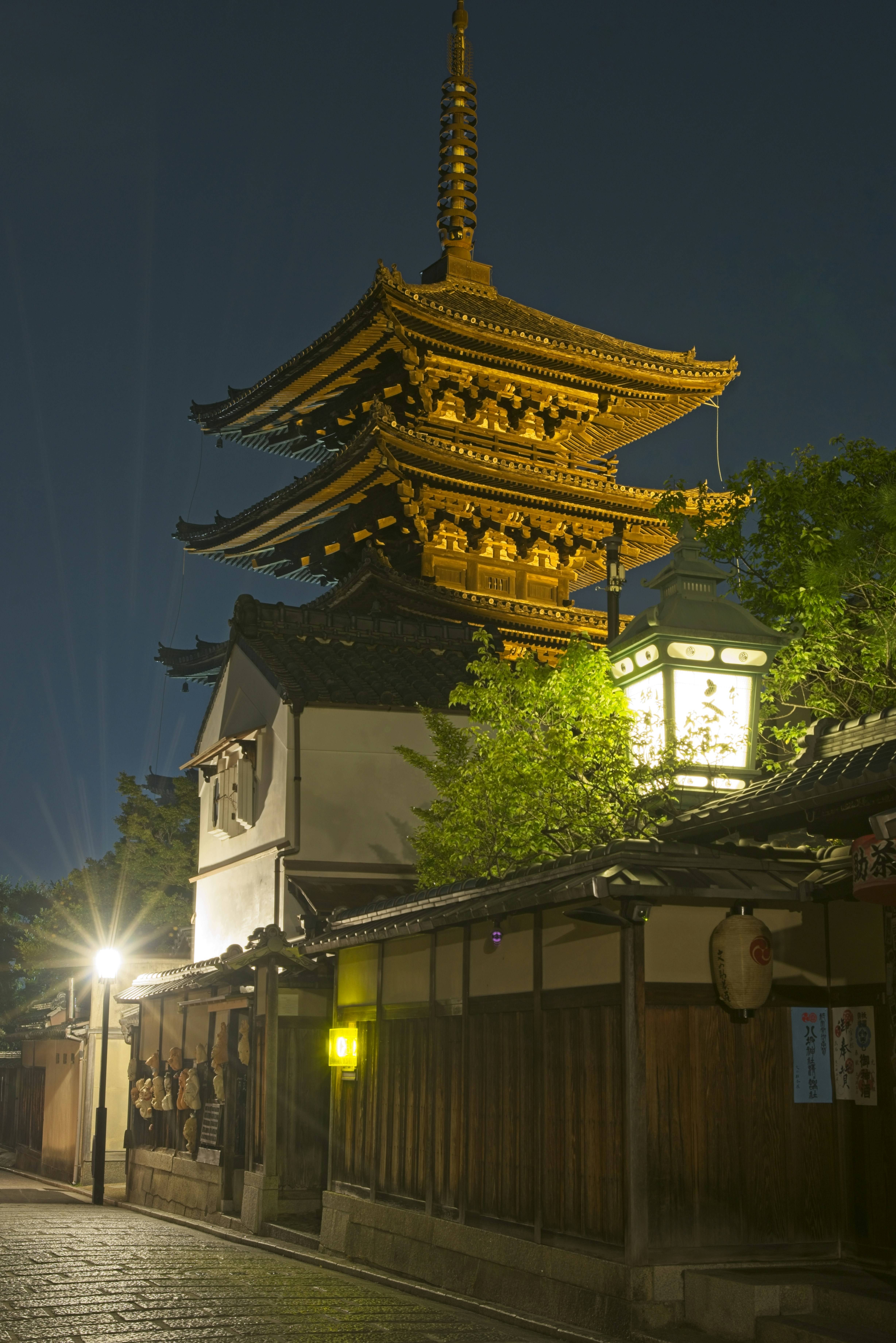 Golden Pagoda Under Night Lanterns