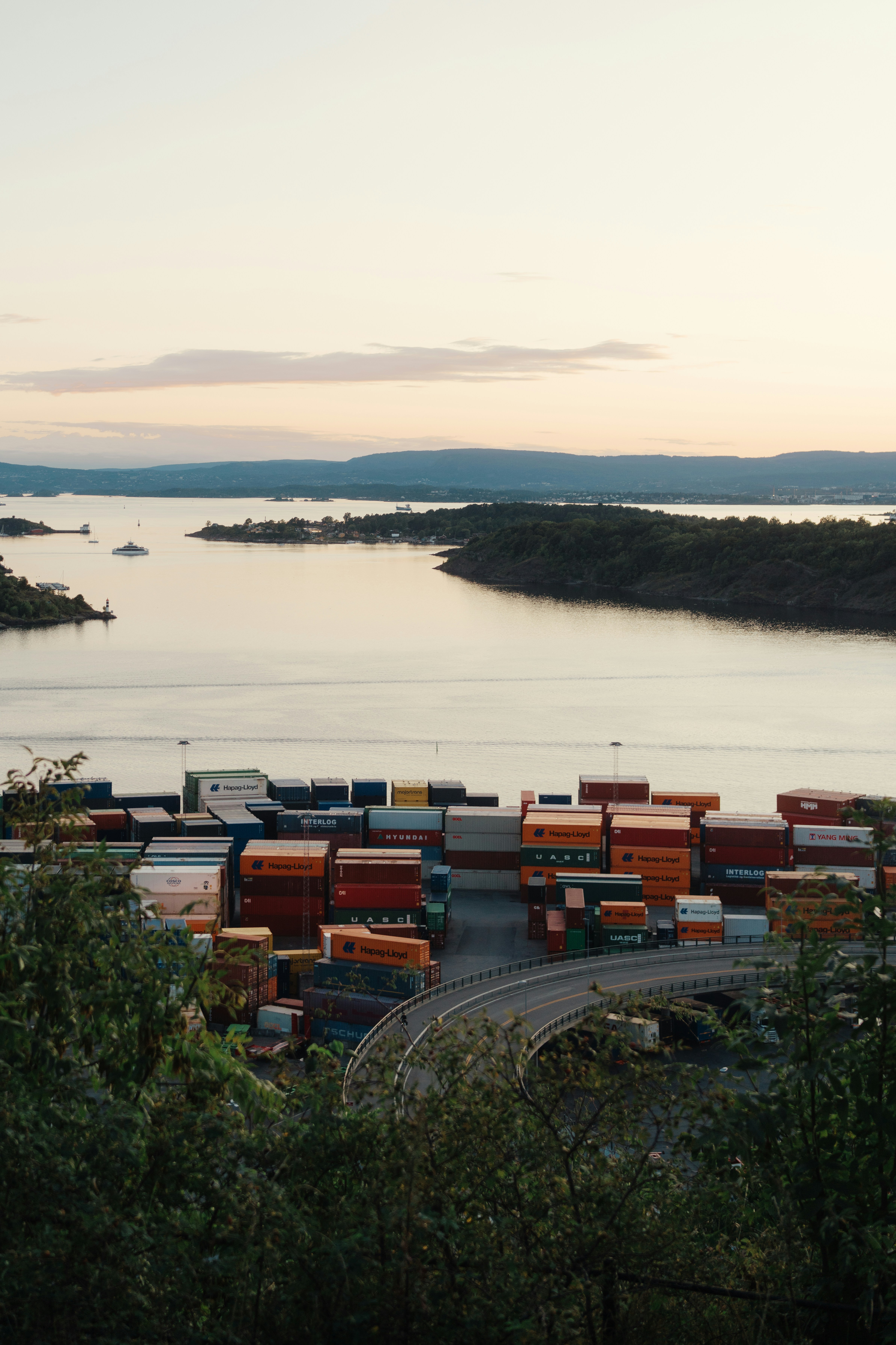 Harbor of Containers at Dusk