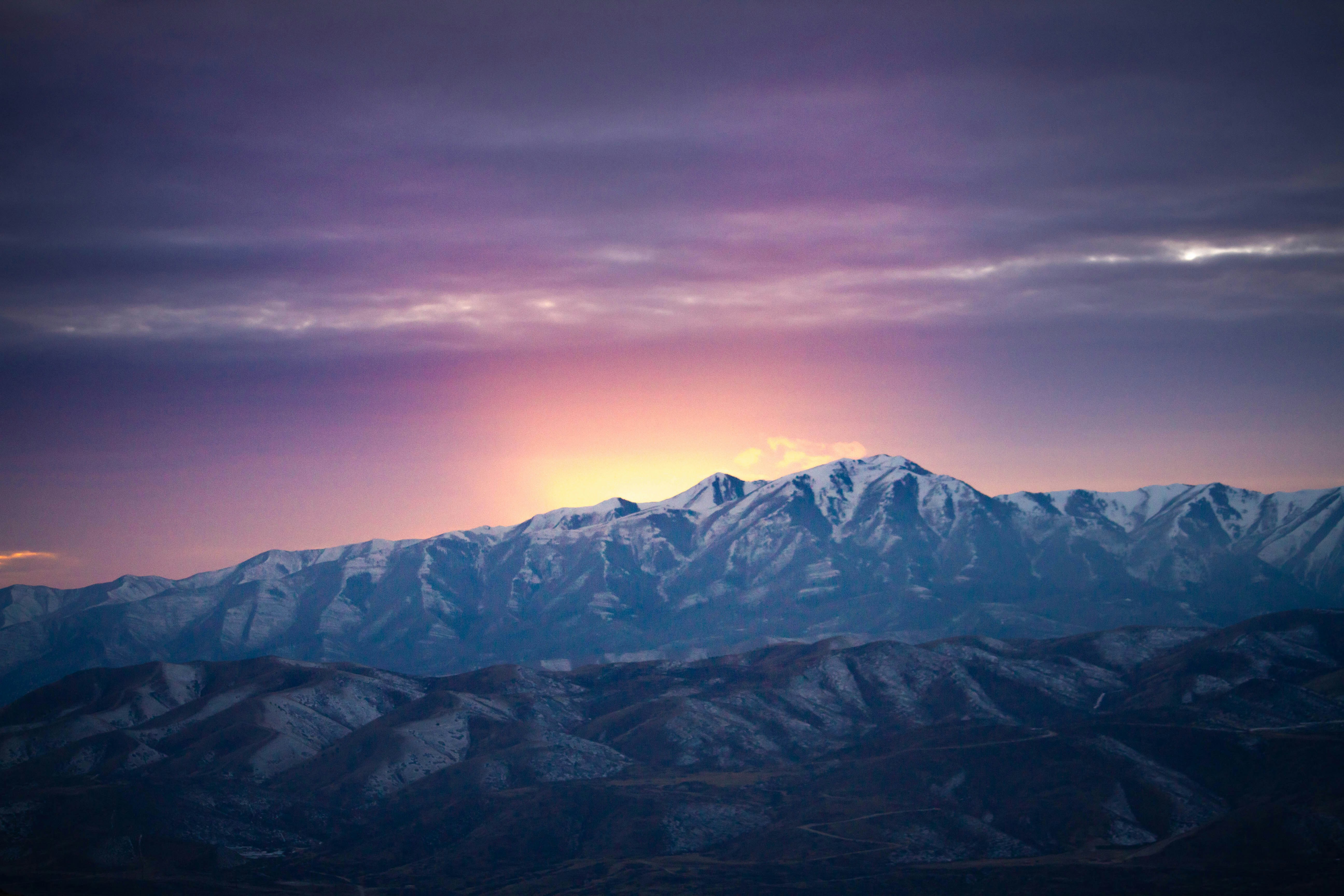 Sunrise kiss on jagged peaks