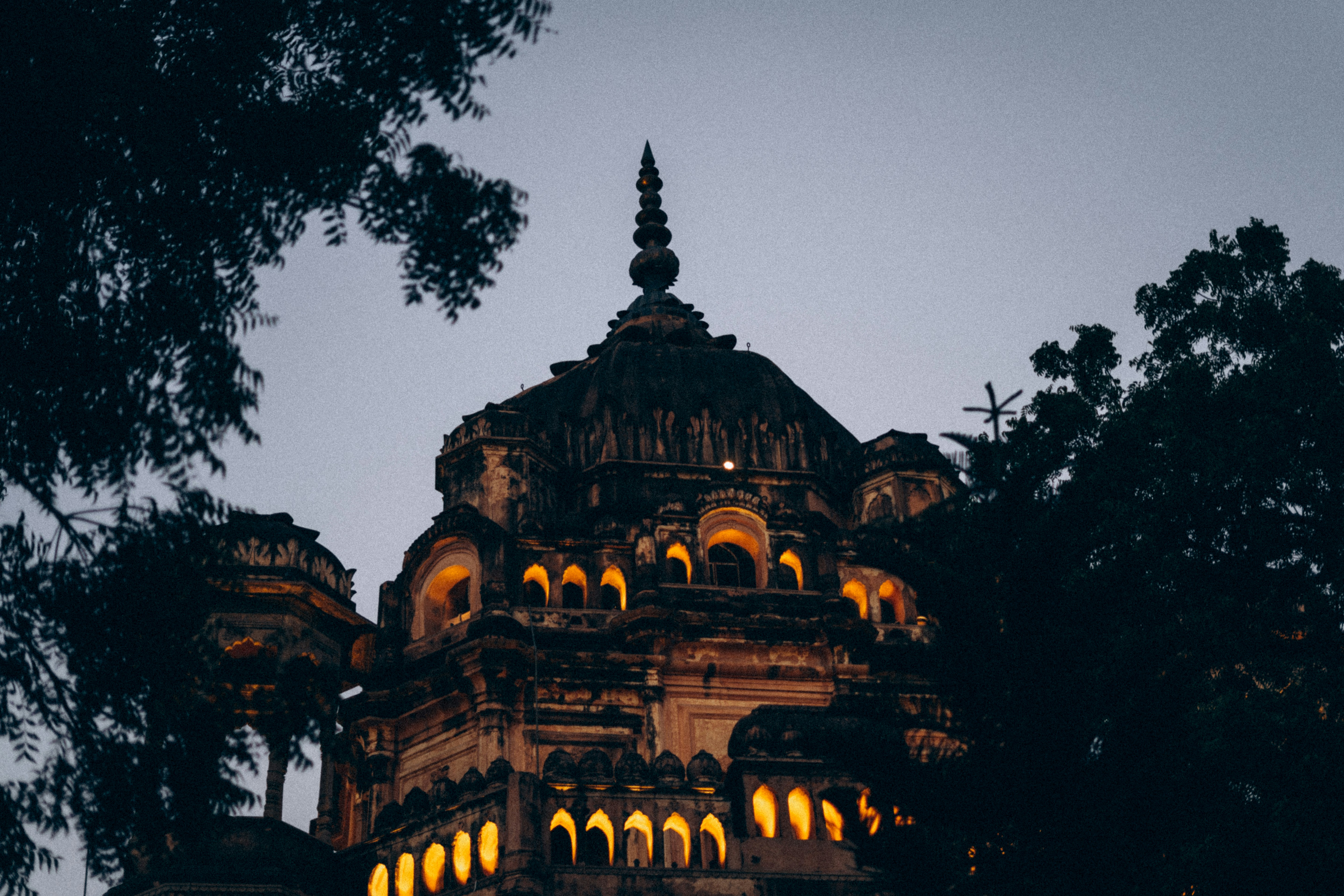 Golden Arches in Silhouette: A Temple at Dusk
