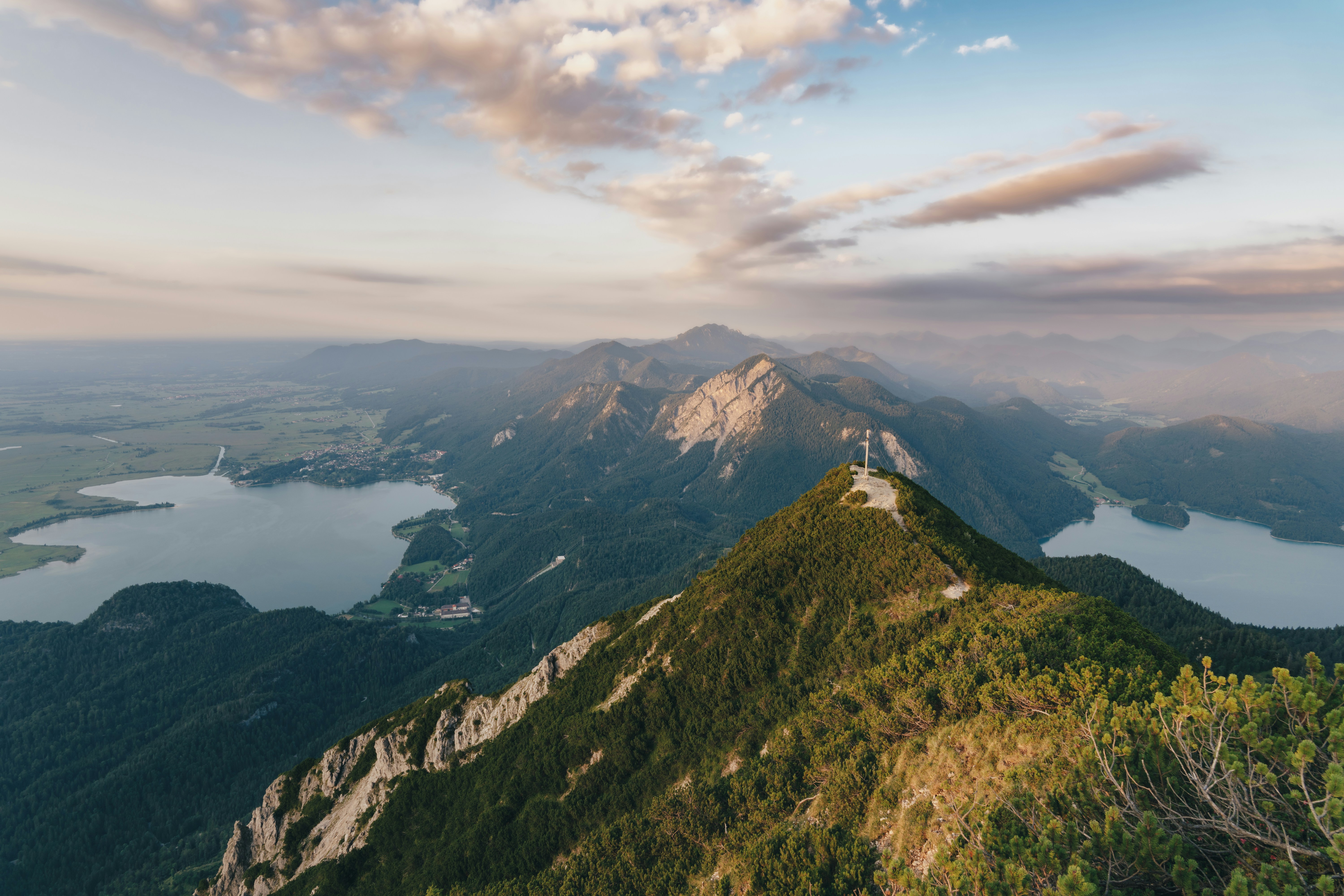 Summit Crossing: A Mountain Crest Overlooking Serene Lakes