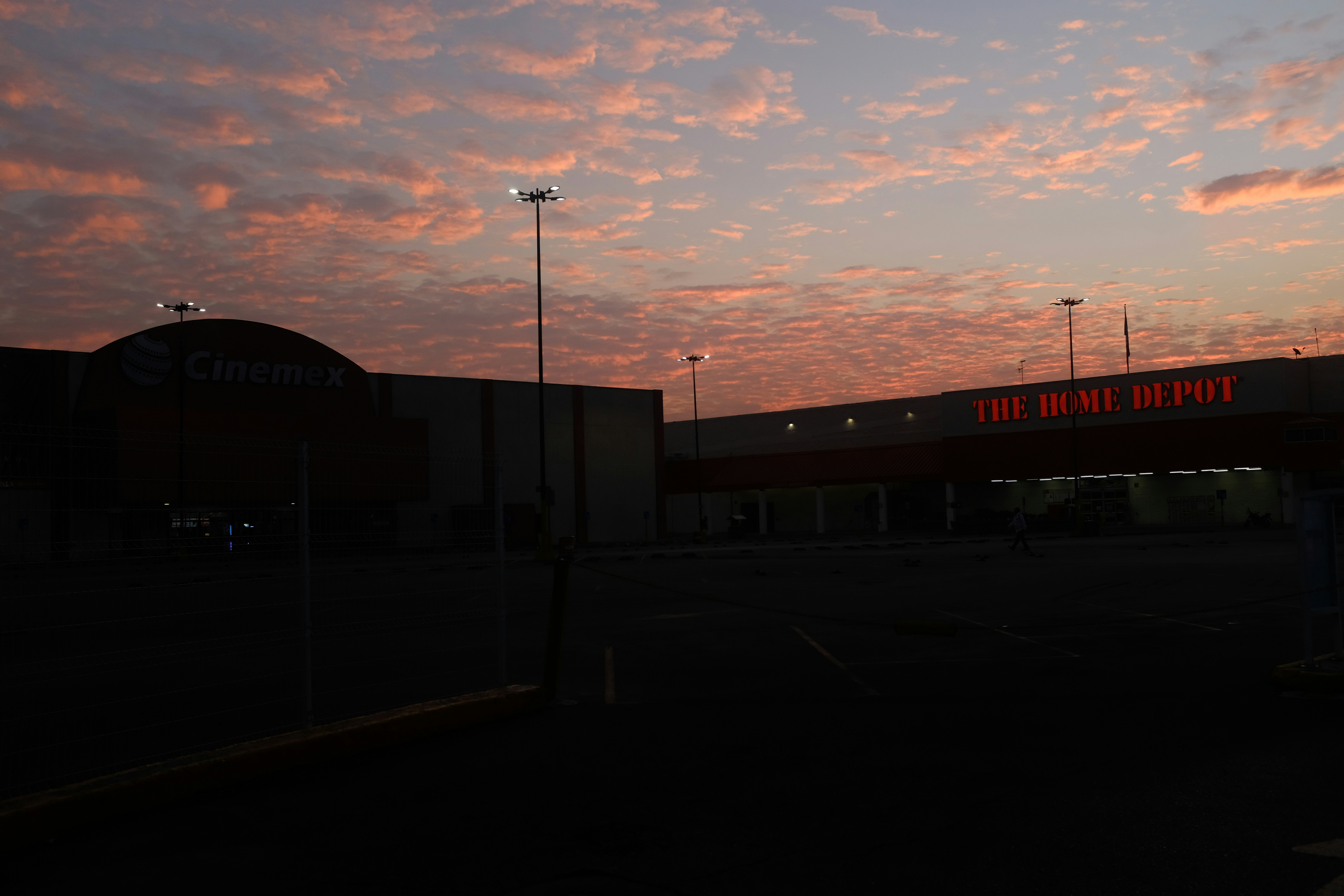 Sunset Over a Quiet Shopping Center