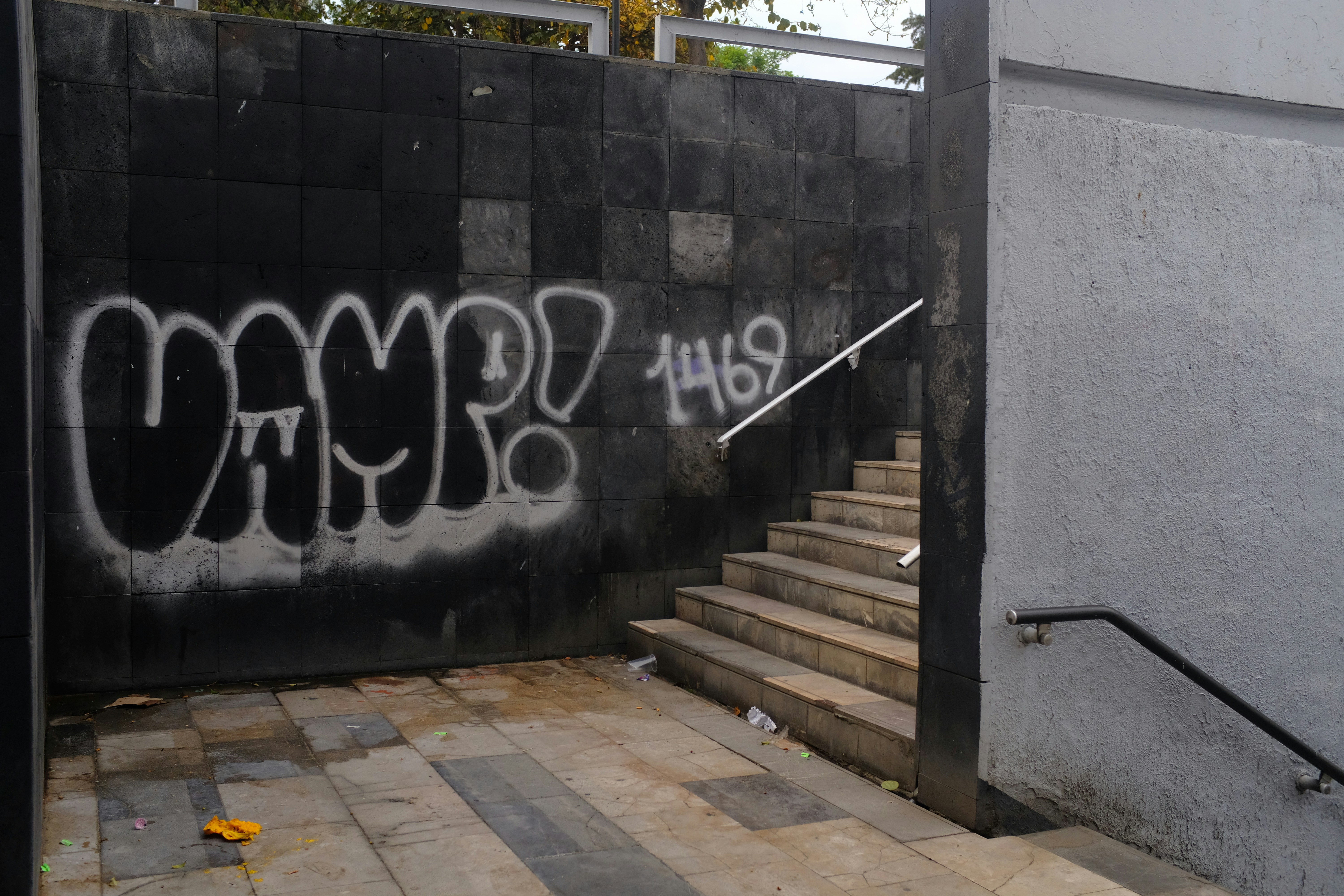 Graffiti Stairwell: A Concrete Canvas at Dusk
