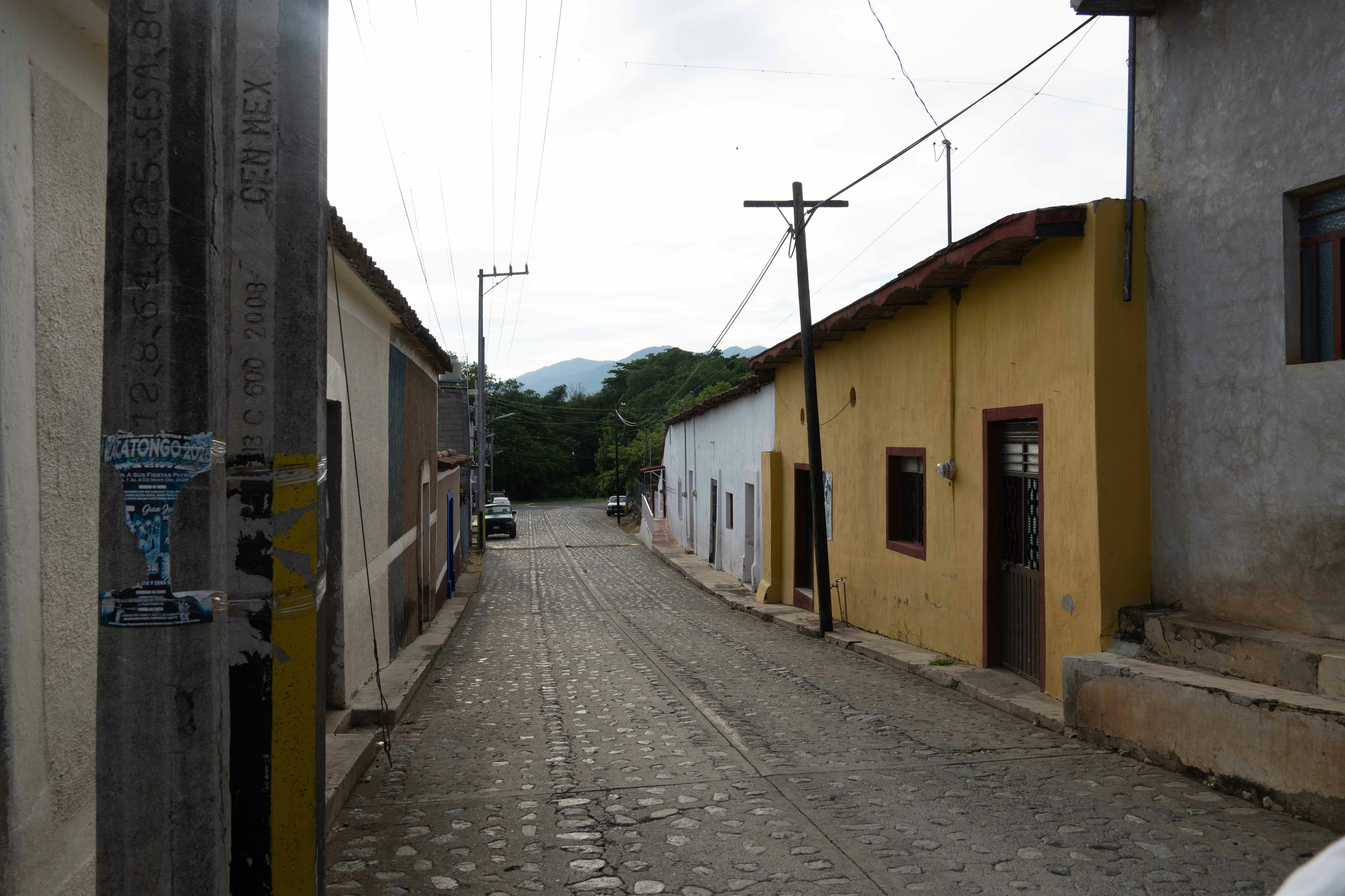 Cobblestone Main Street Toward the Mountain Pass