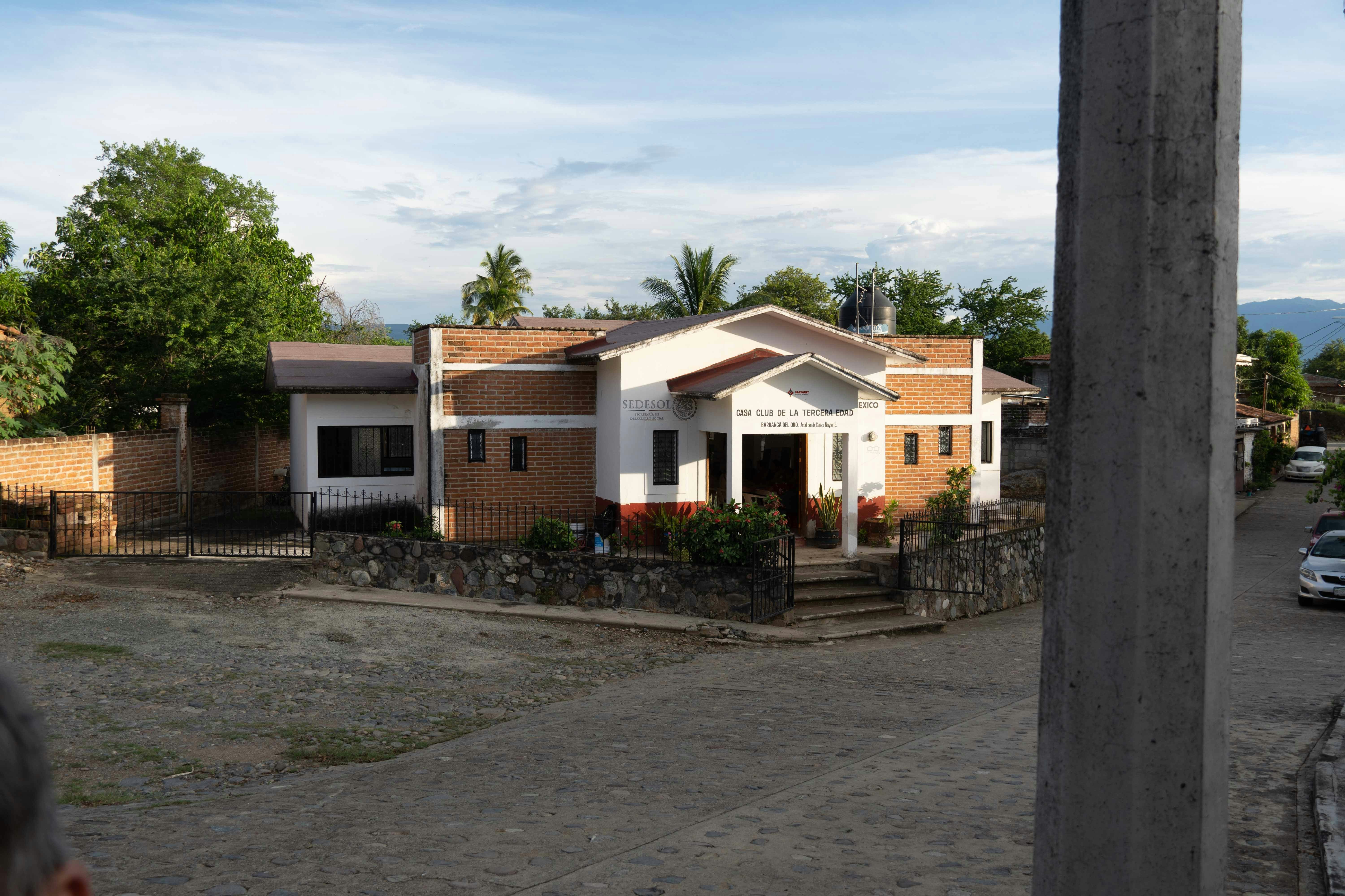Townhouse Courtyard Under a Clear Sky