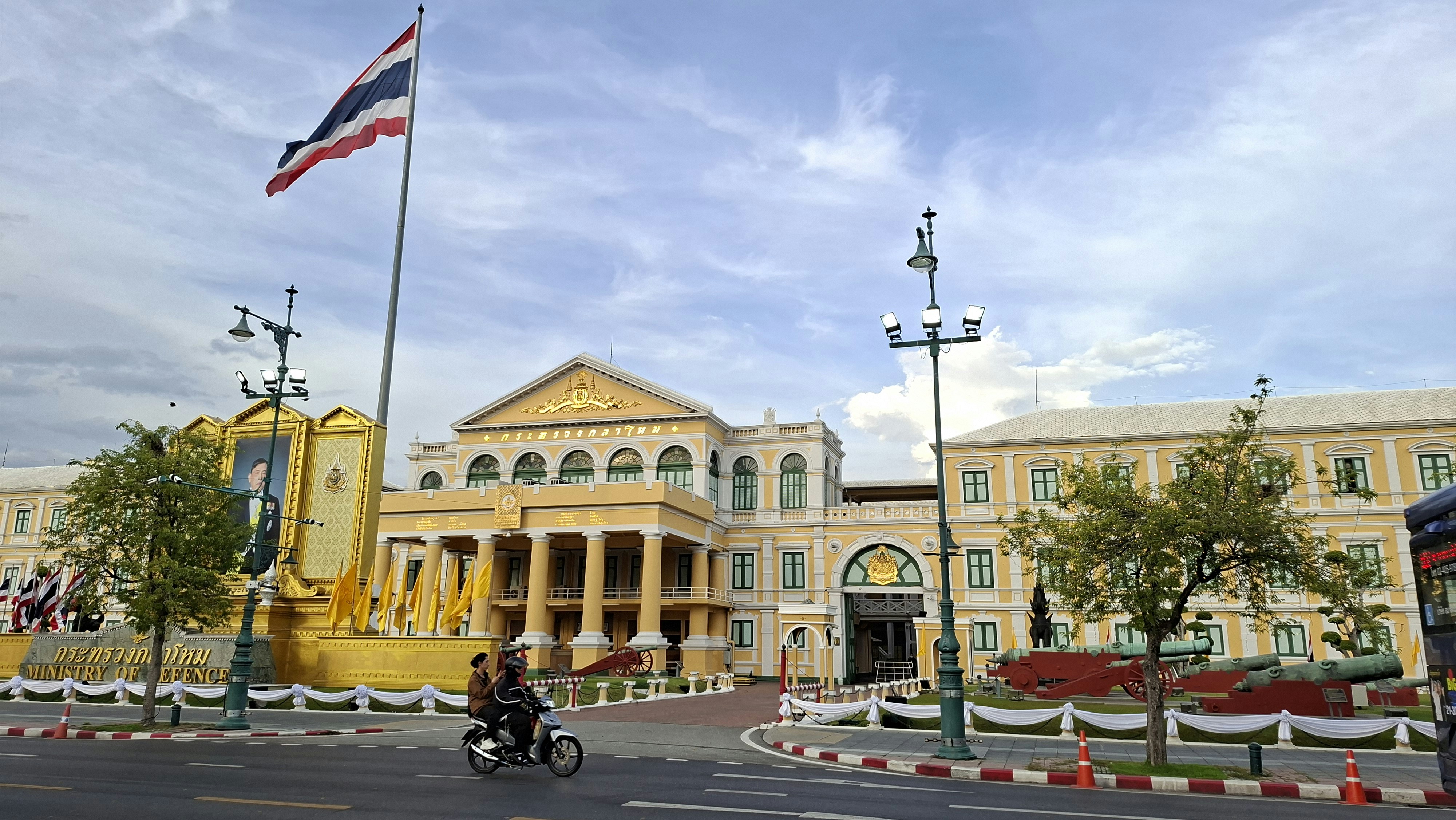 Golden Facade and Flagful Confluence