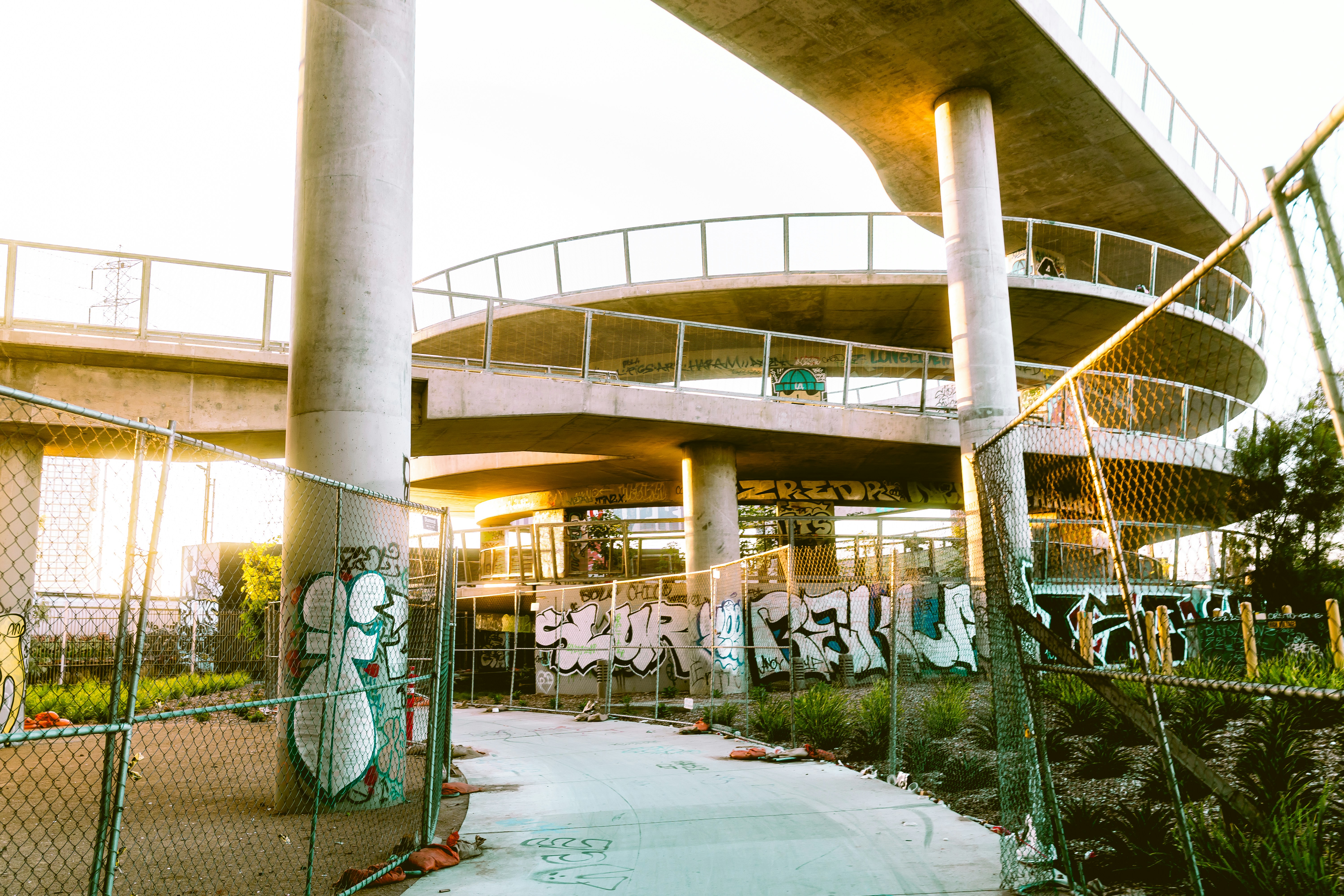 Graffiti Under the Spiral: An Urban Overpass Snapshot
