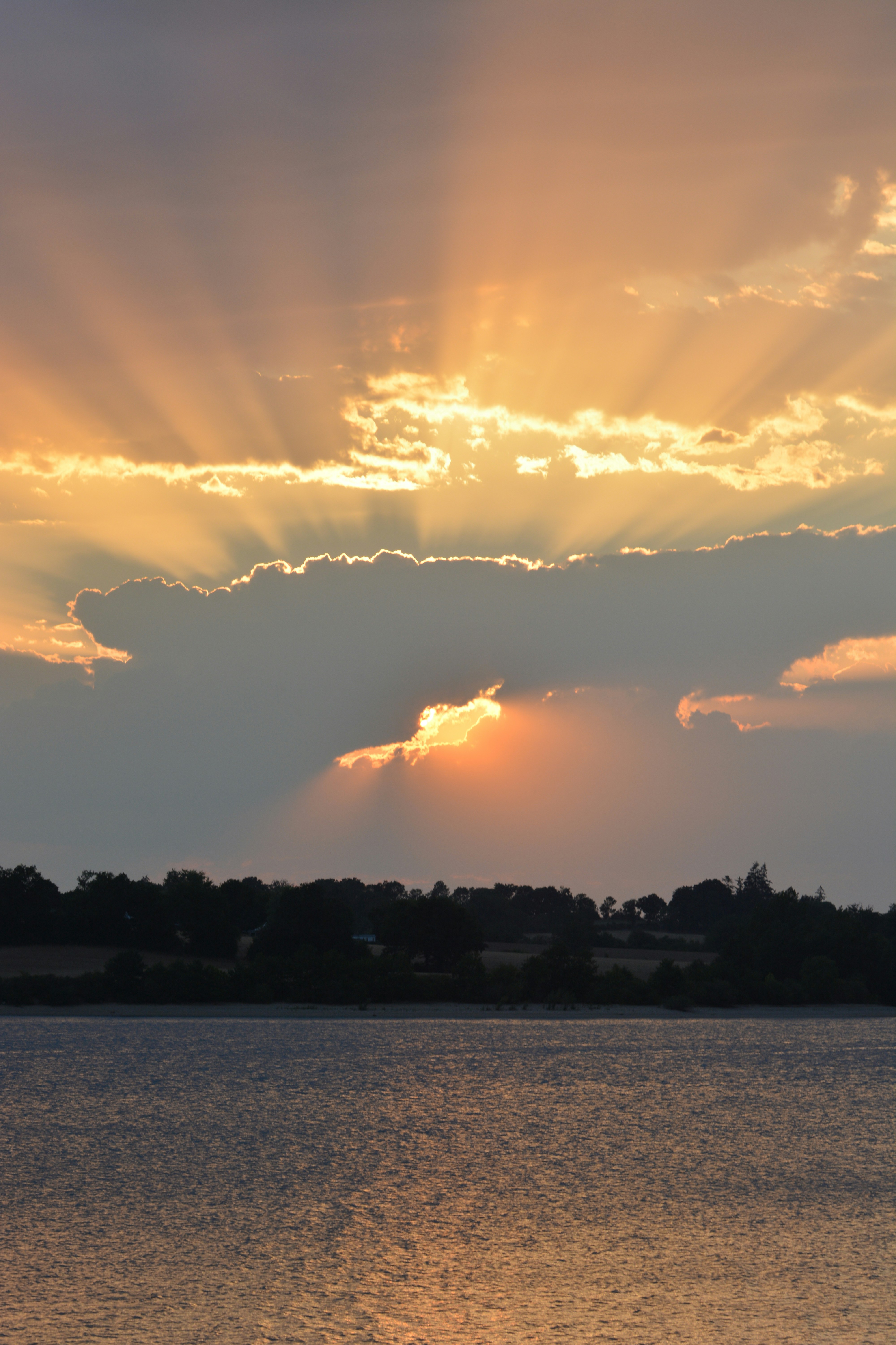 Sunlit Veil Over Quiet Water at Dusk