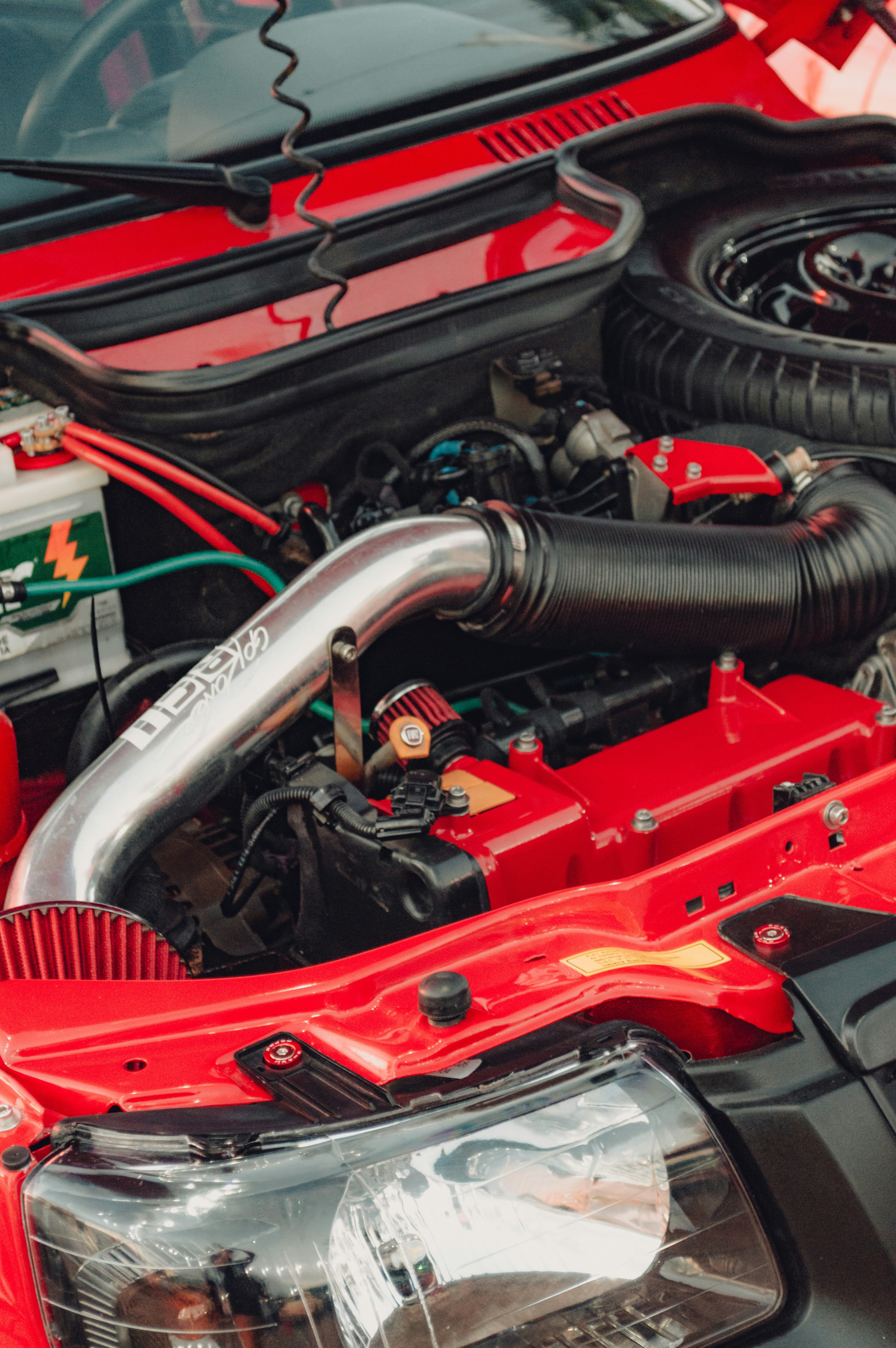 Red Motor Drama: A Turbocharged Core Under the Hood