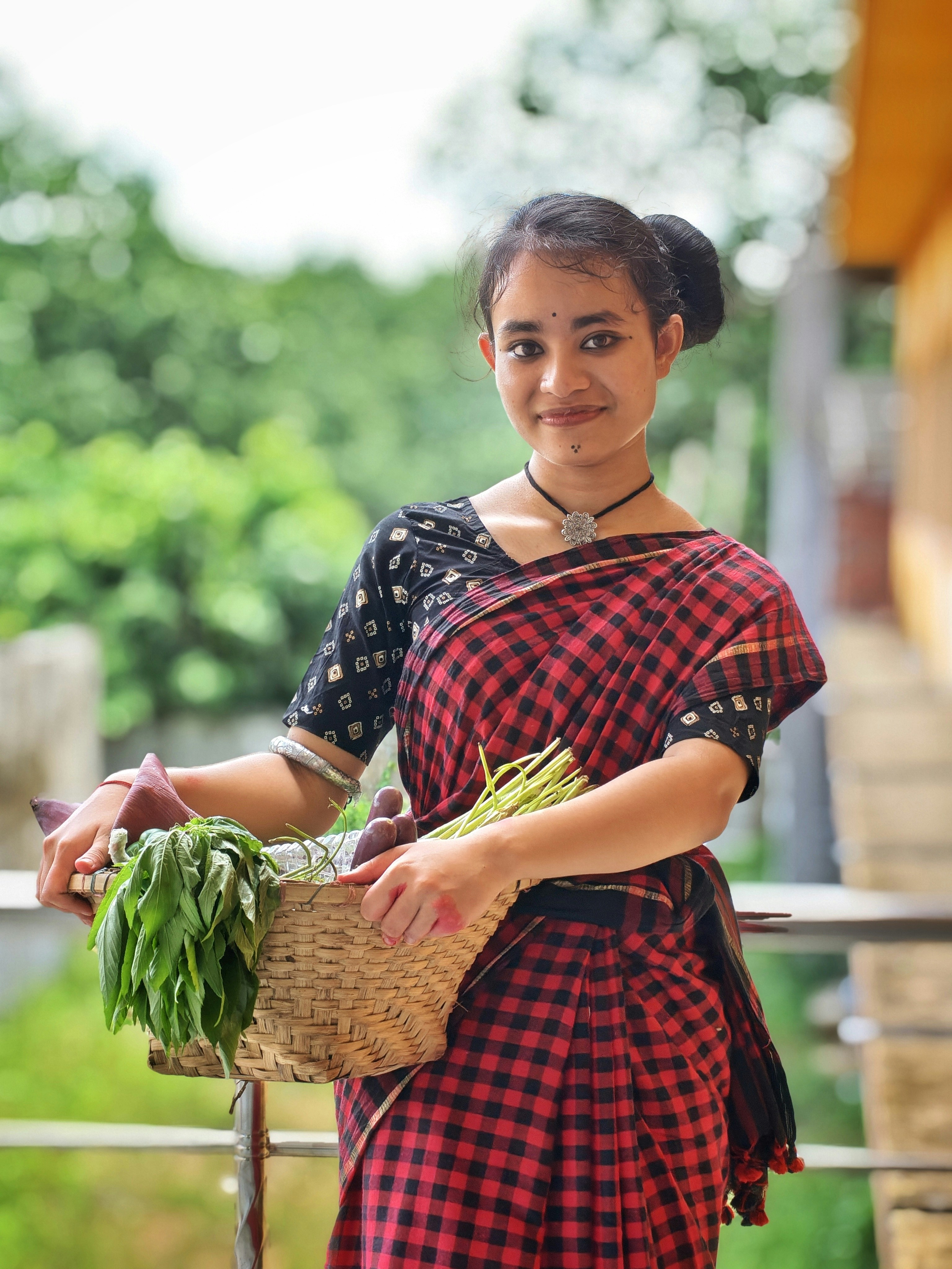 Basket of Fresh Greens and a Graceful Smile