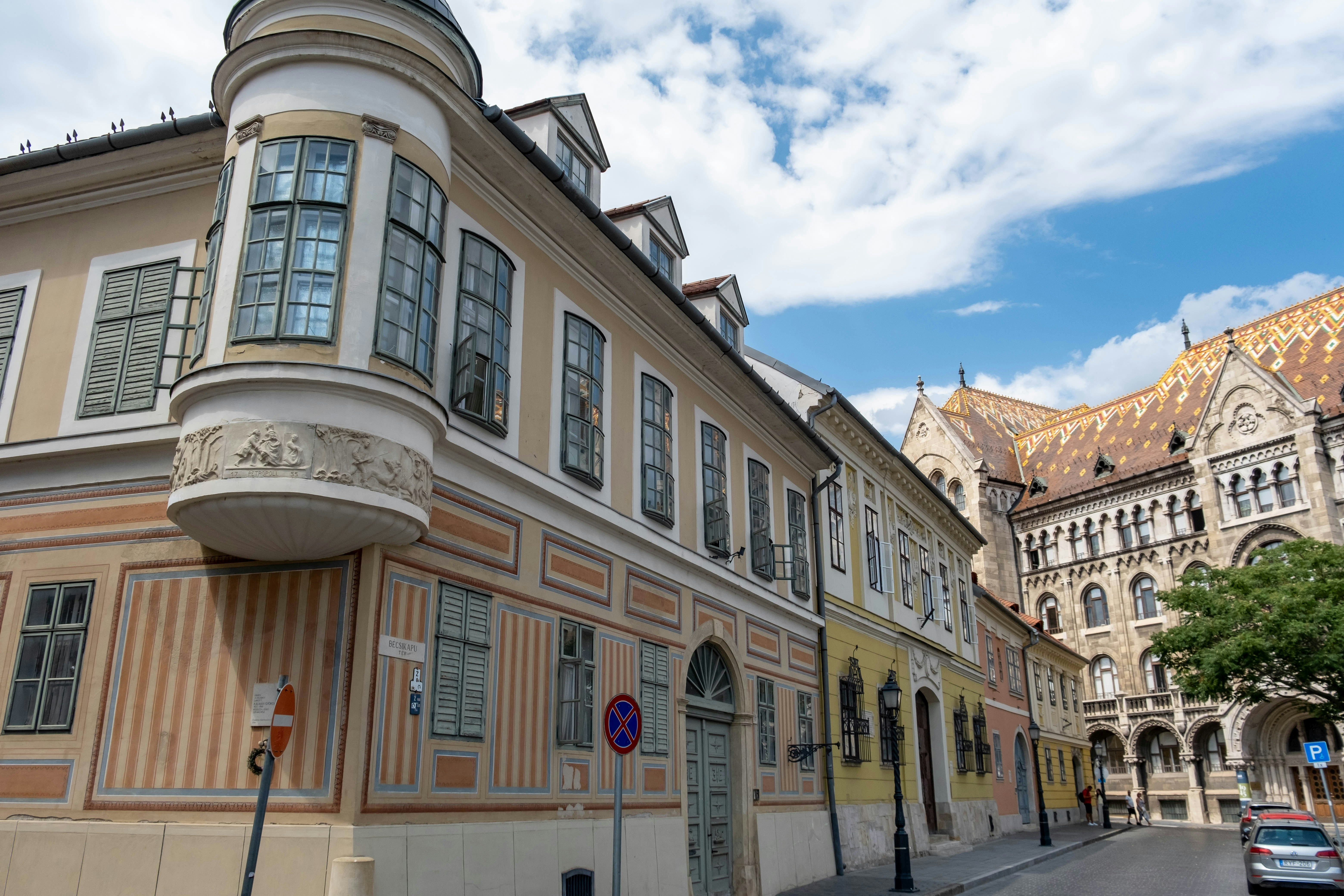 Pastel Facades on a Sunlit European Street