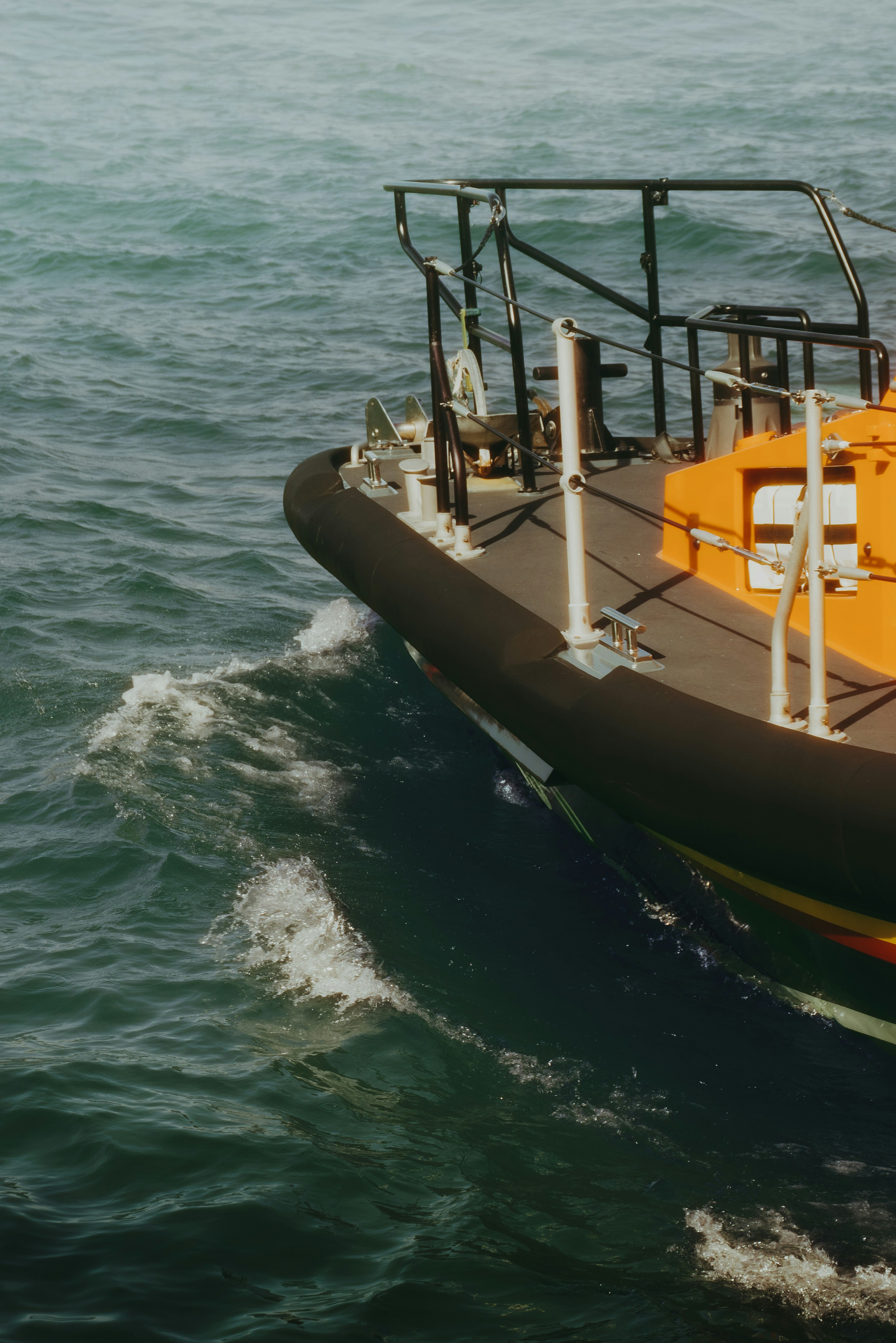 Rugged Bow of the Deck: A Sturdy Work Vessel at Sea