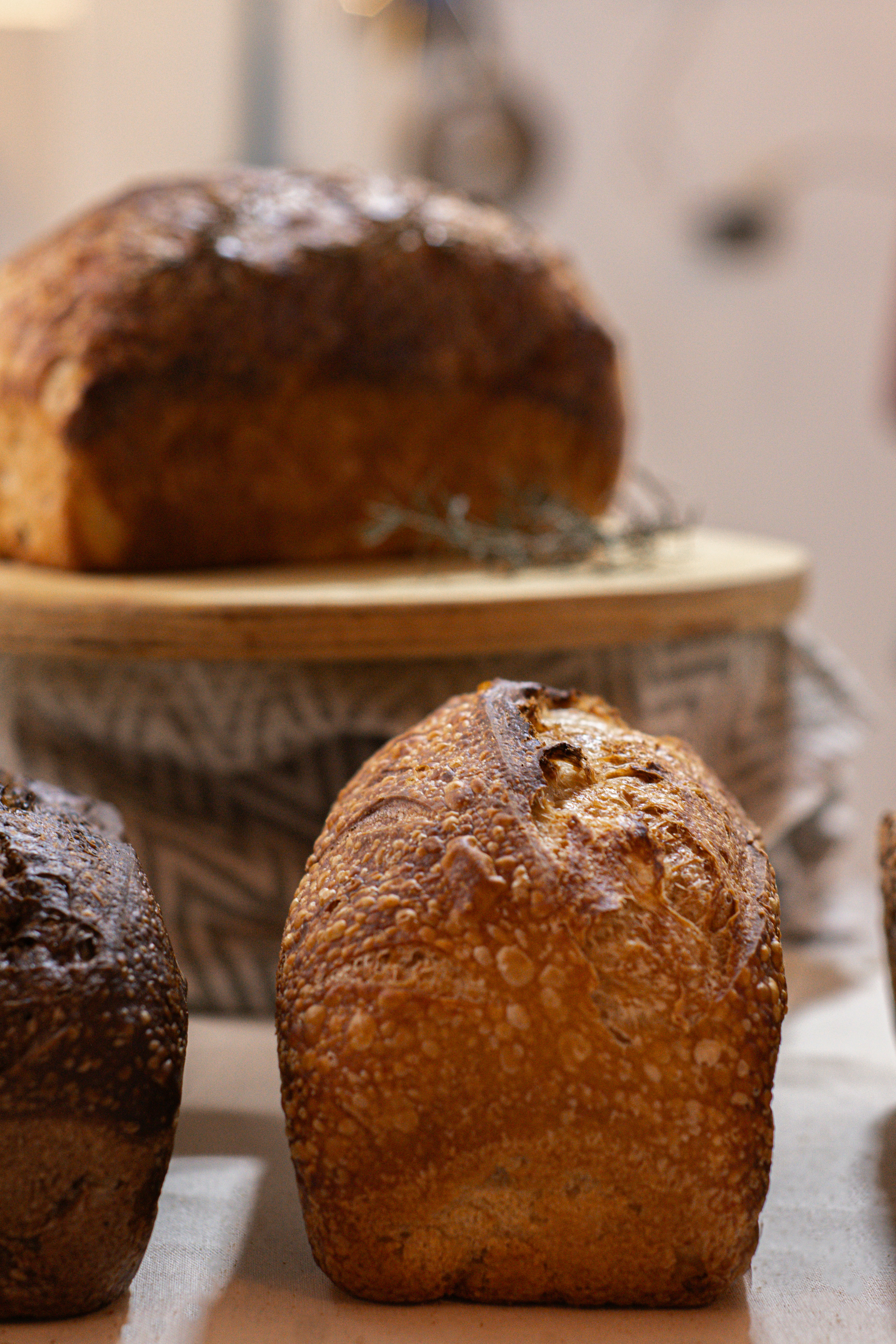 Golden Loaves On Display: Rustic Bakery Portrait