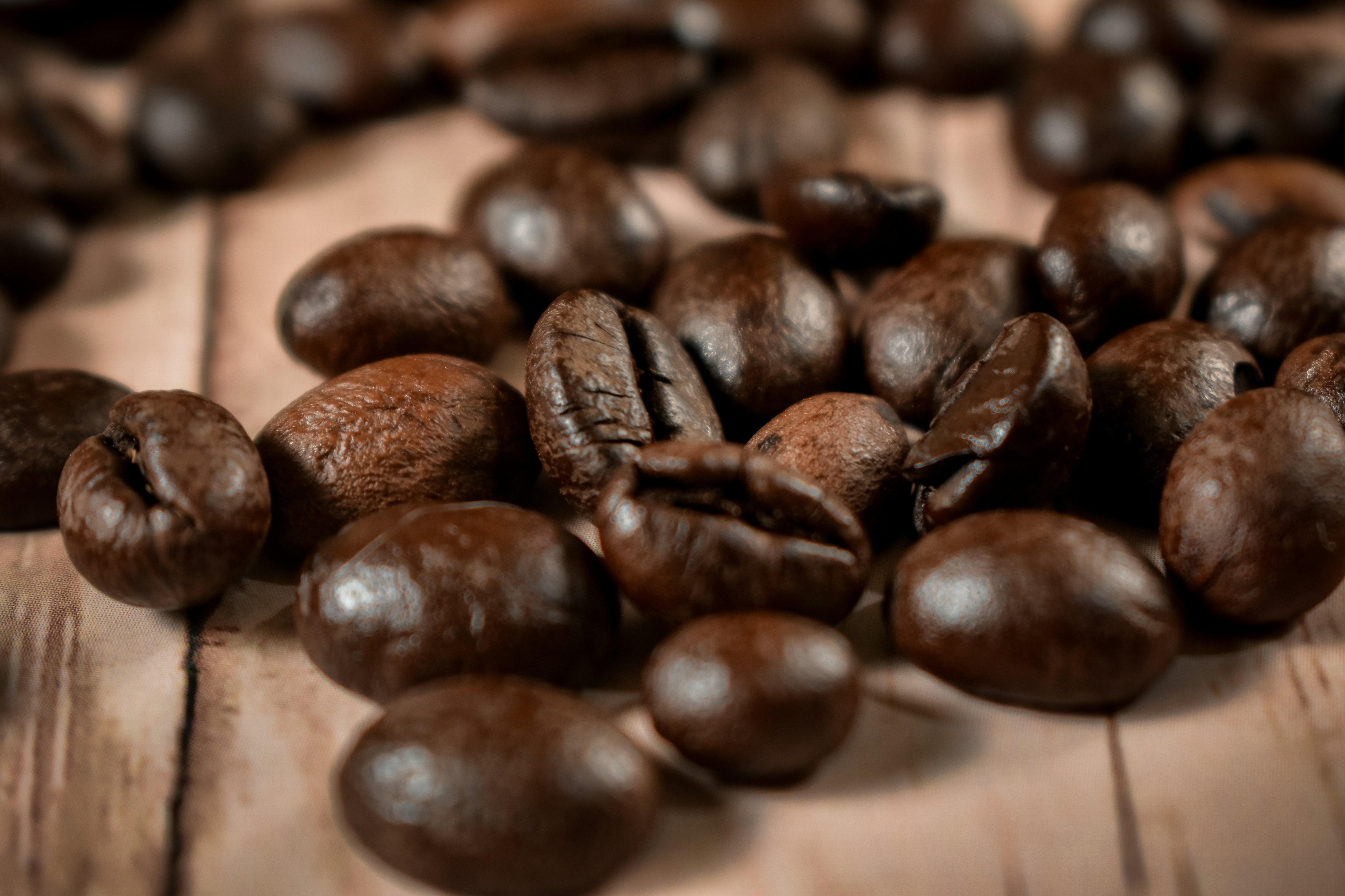 Coffee Beans on a Rustic Board: Close-Up Warmth