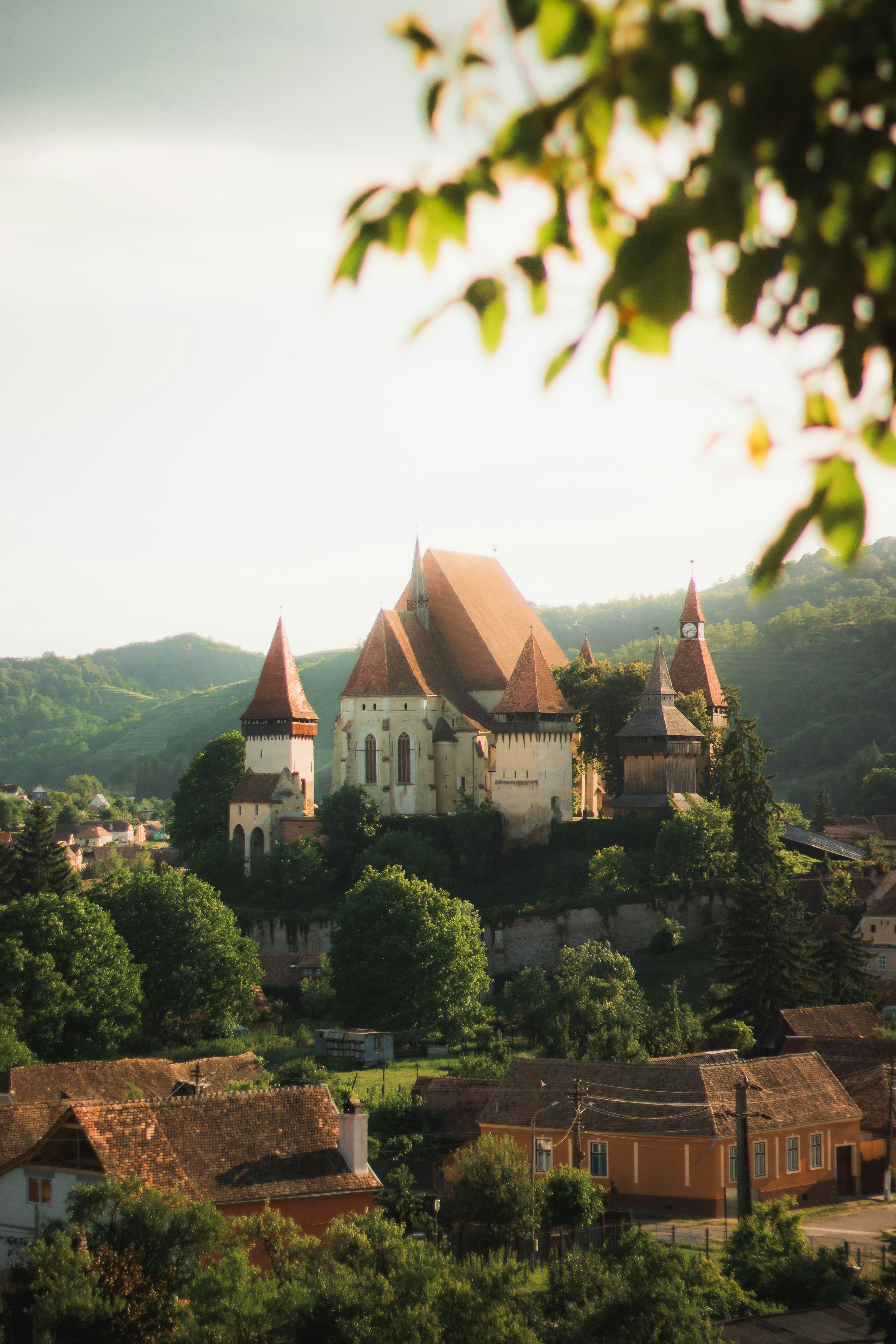 Castle on the Hill: A Sunlit Village Basks Beneath Red-Tiled Peaks