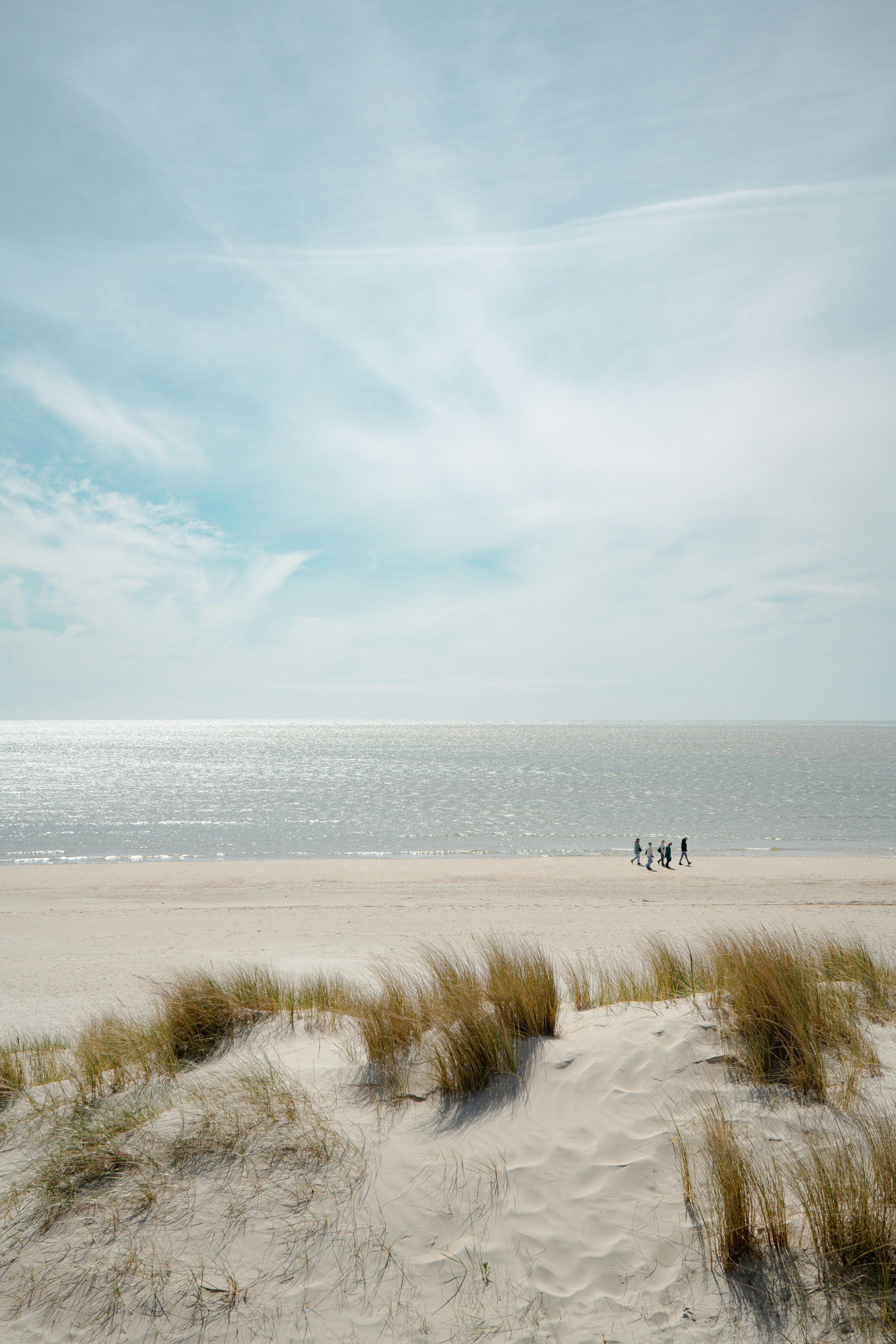 Coastal Dunes and Distant Silhouettes by the Sea