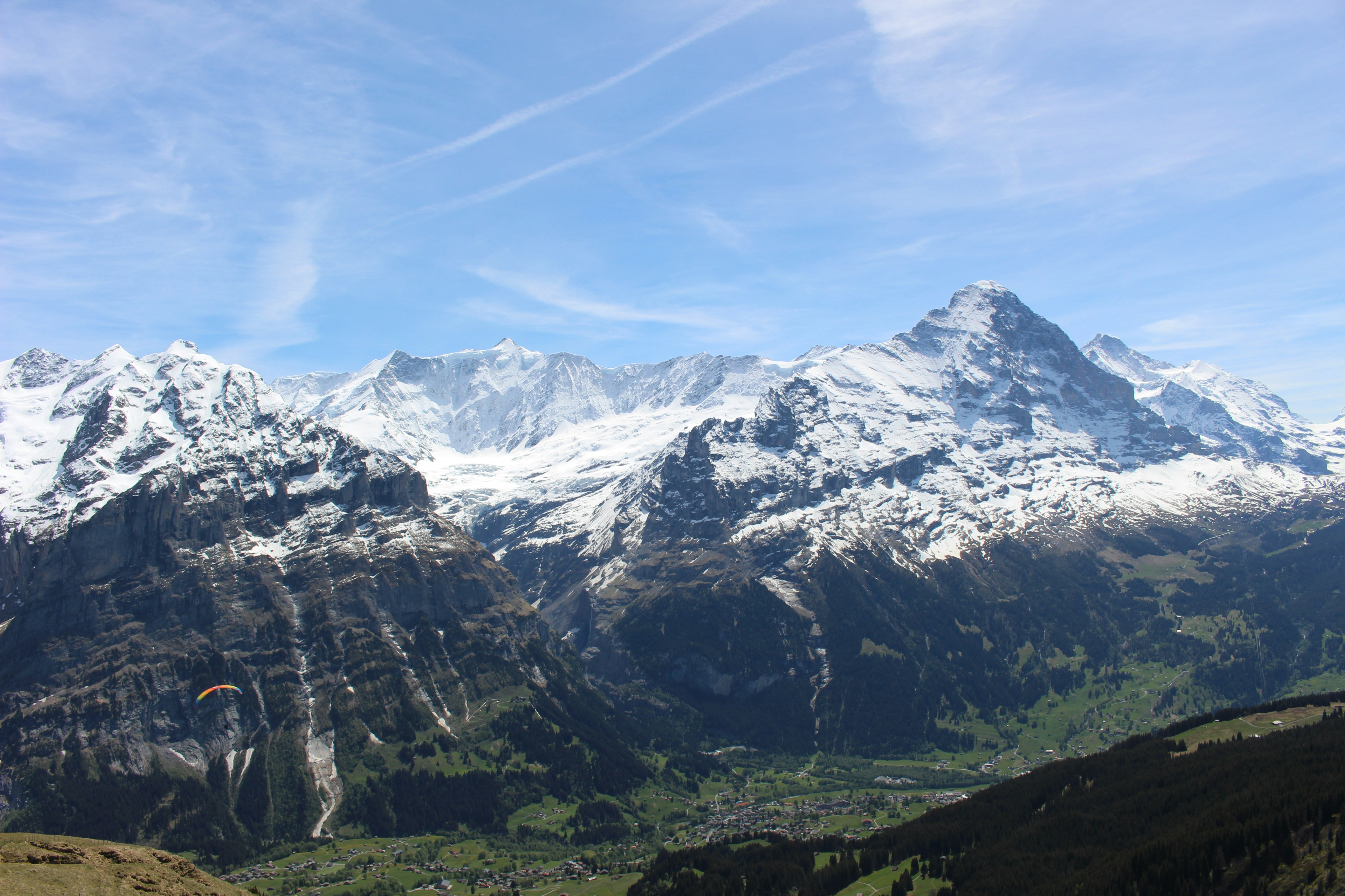 Snow-Capped Peaks Over a Lush Valley
