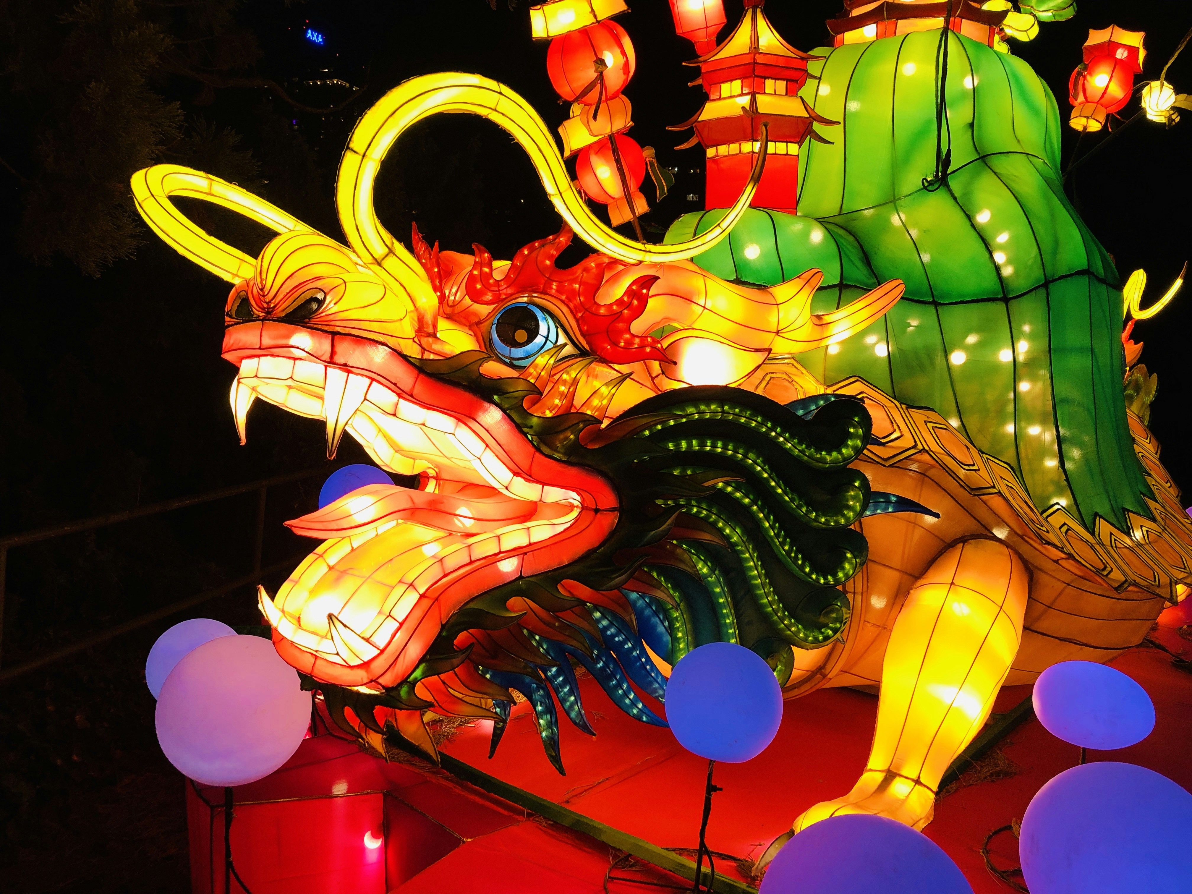 Glowing Dragon Lantern: A Night Parade of Colorful Fire and Light