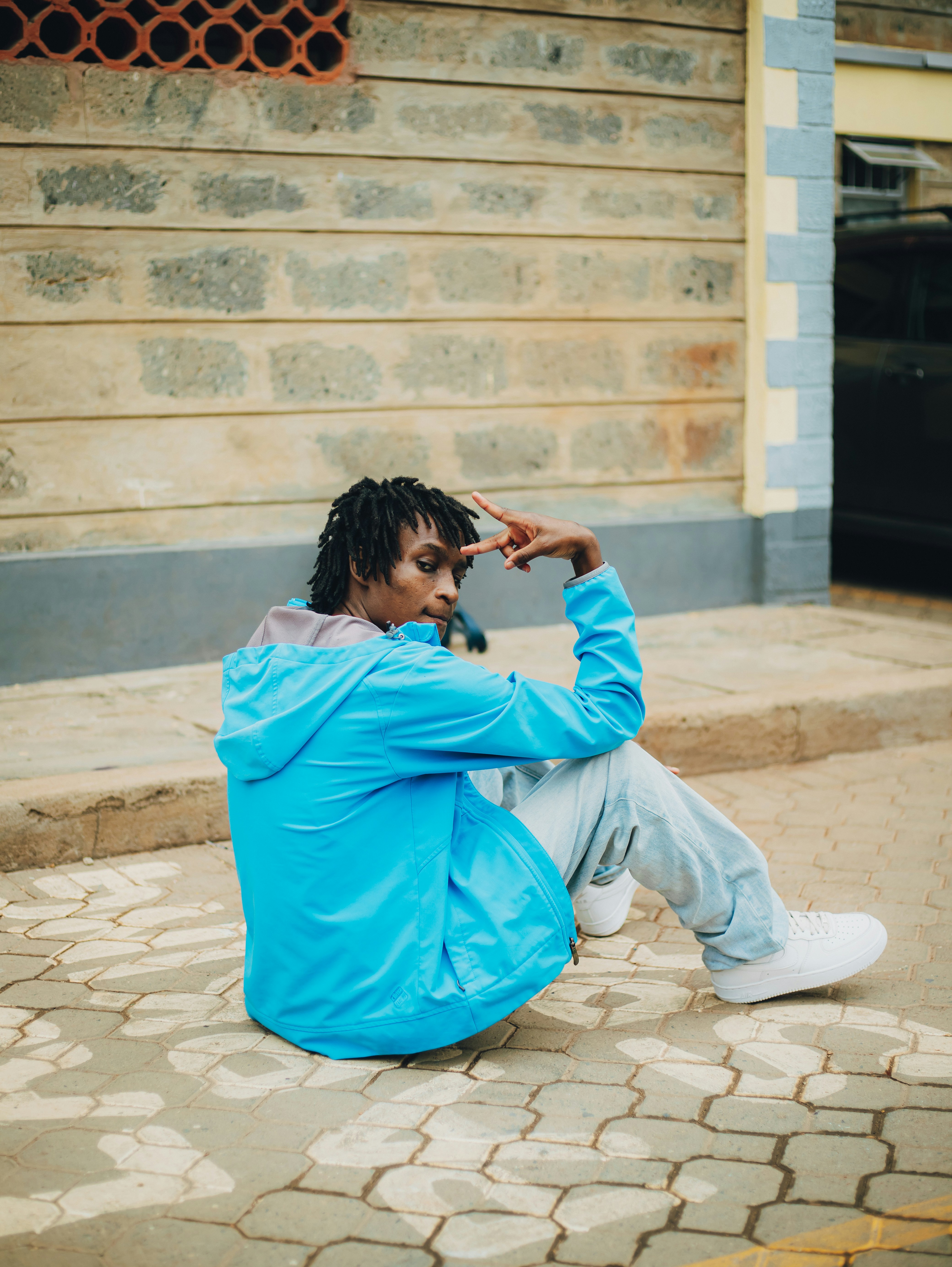 Blue-Jacket Solitude by the Urban Steps