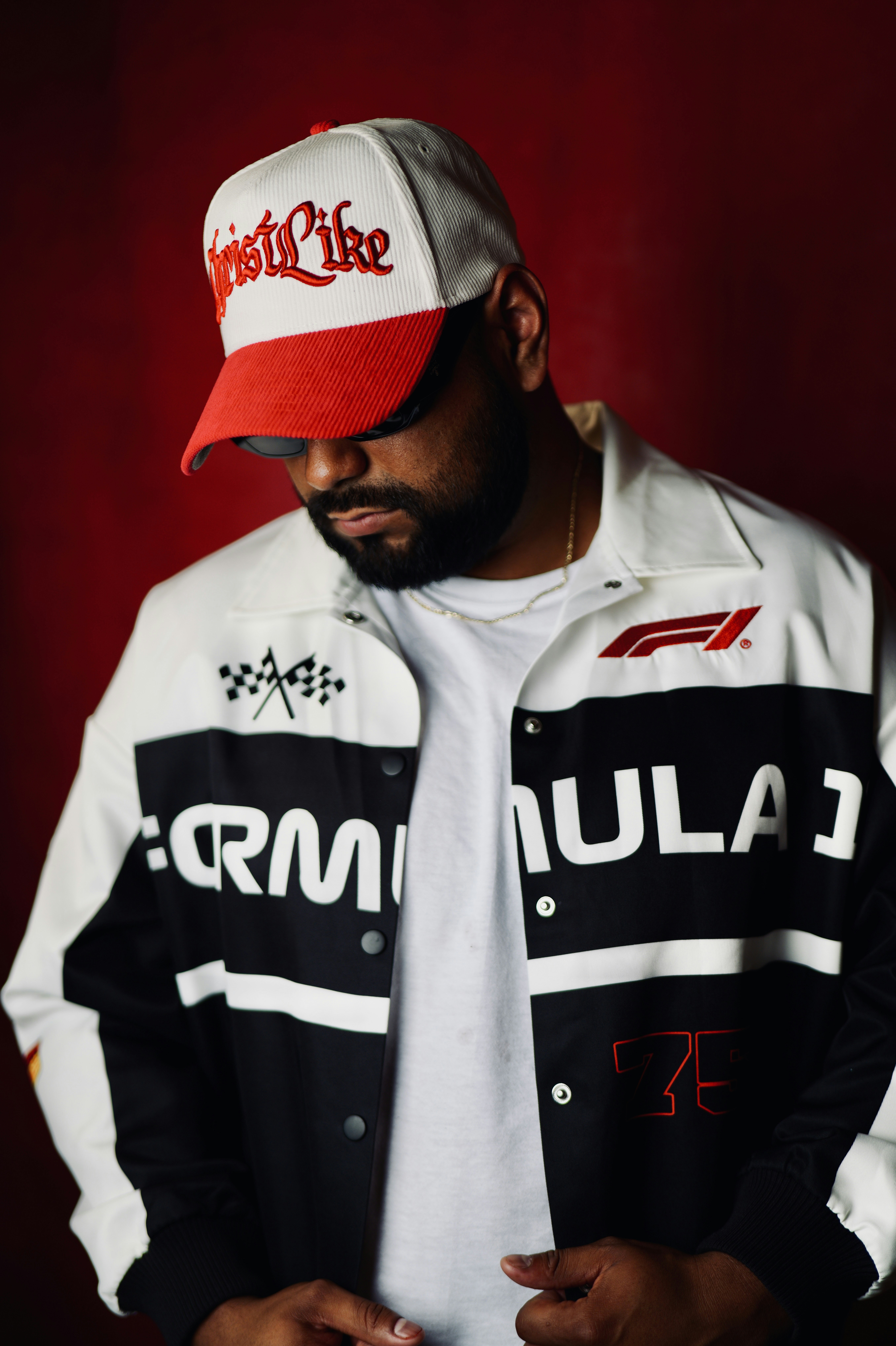 Caps and Contrasts: A Portrait in White and Red