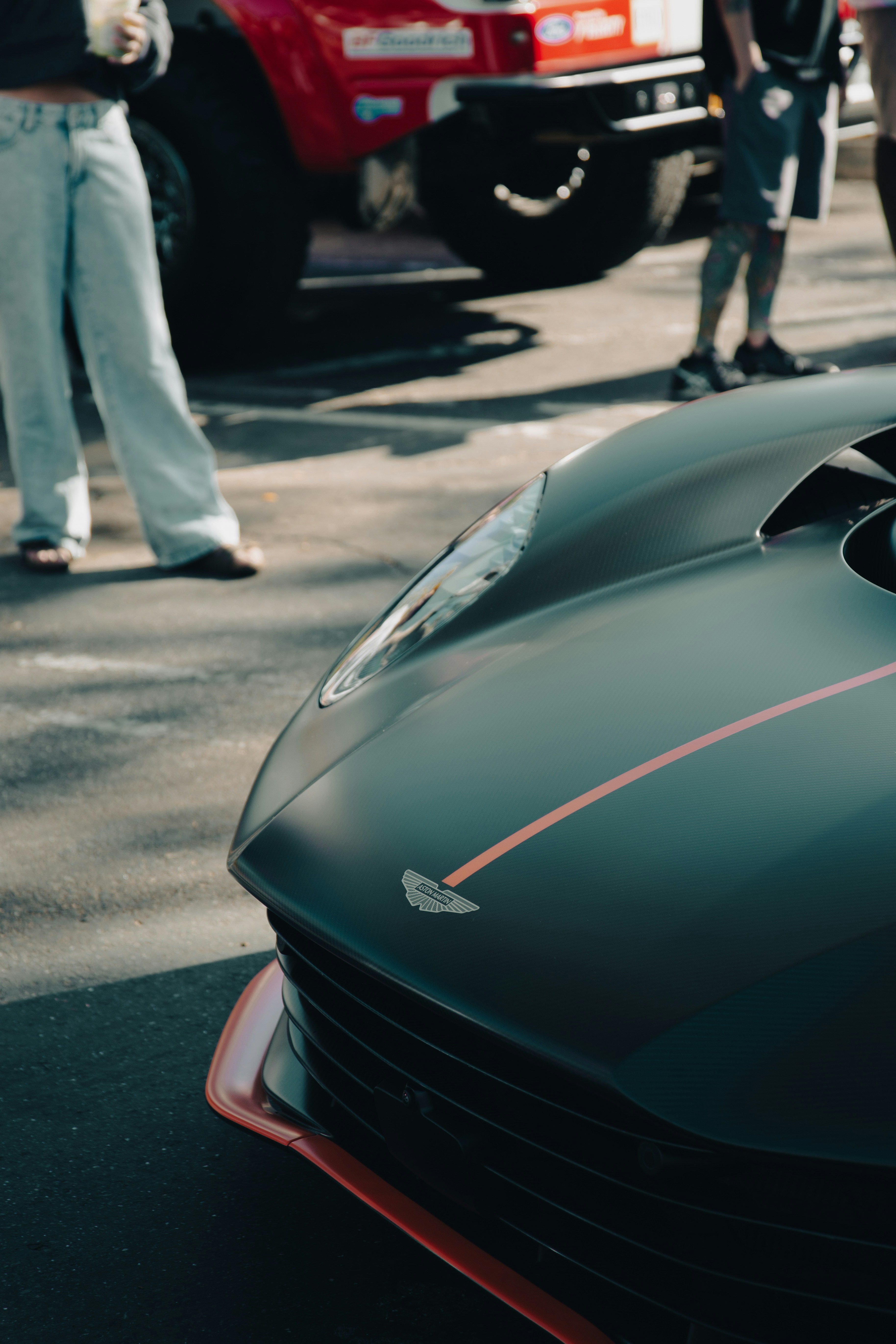Matte Green Racer: The Car at the Edge of the Frame