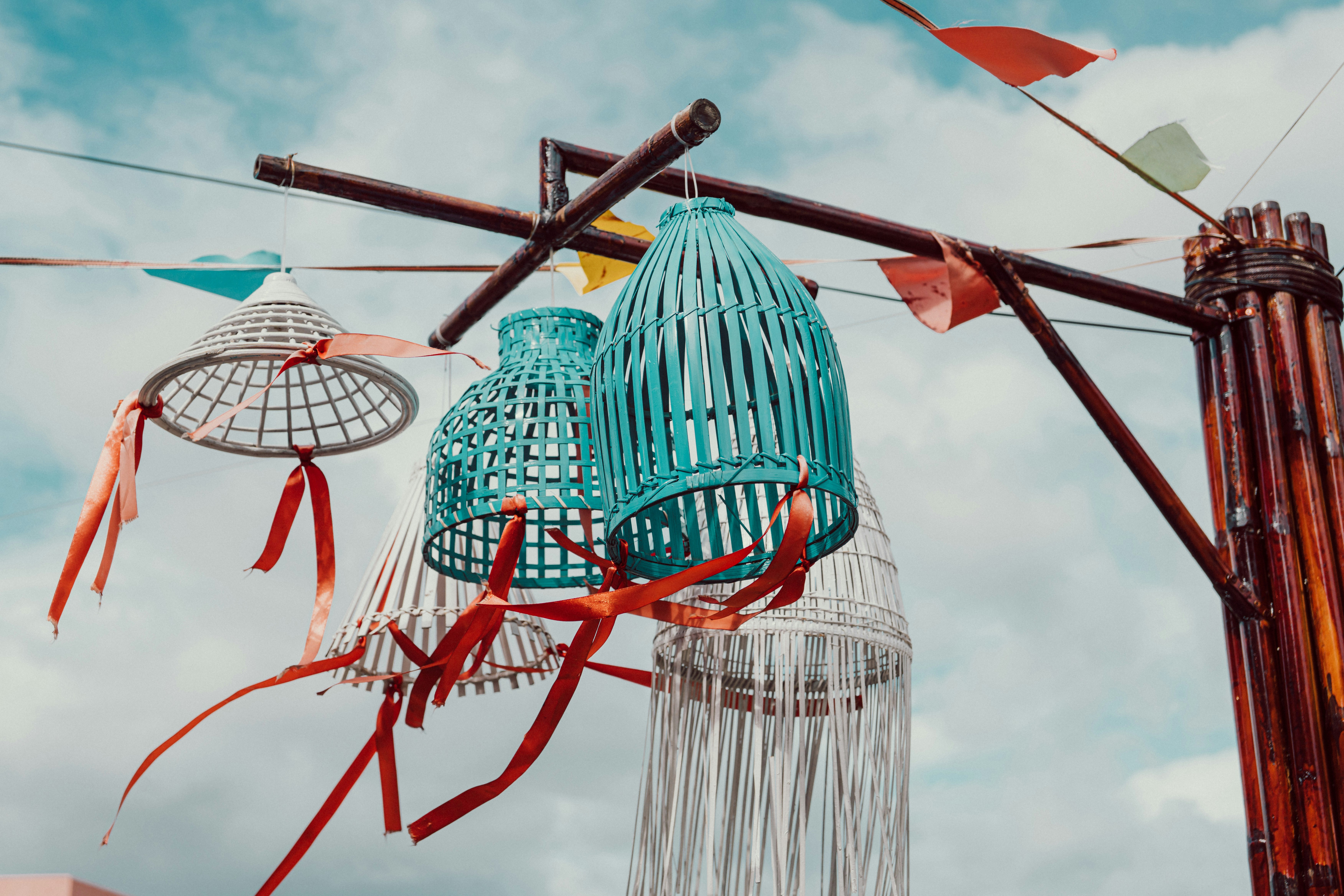 Vivid Lanterns on a Sky-Blue Day