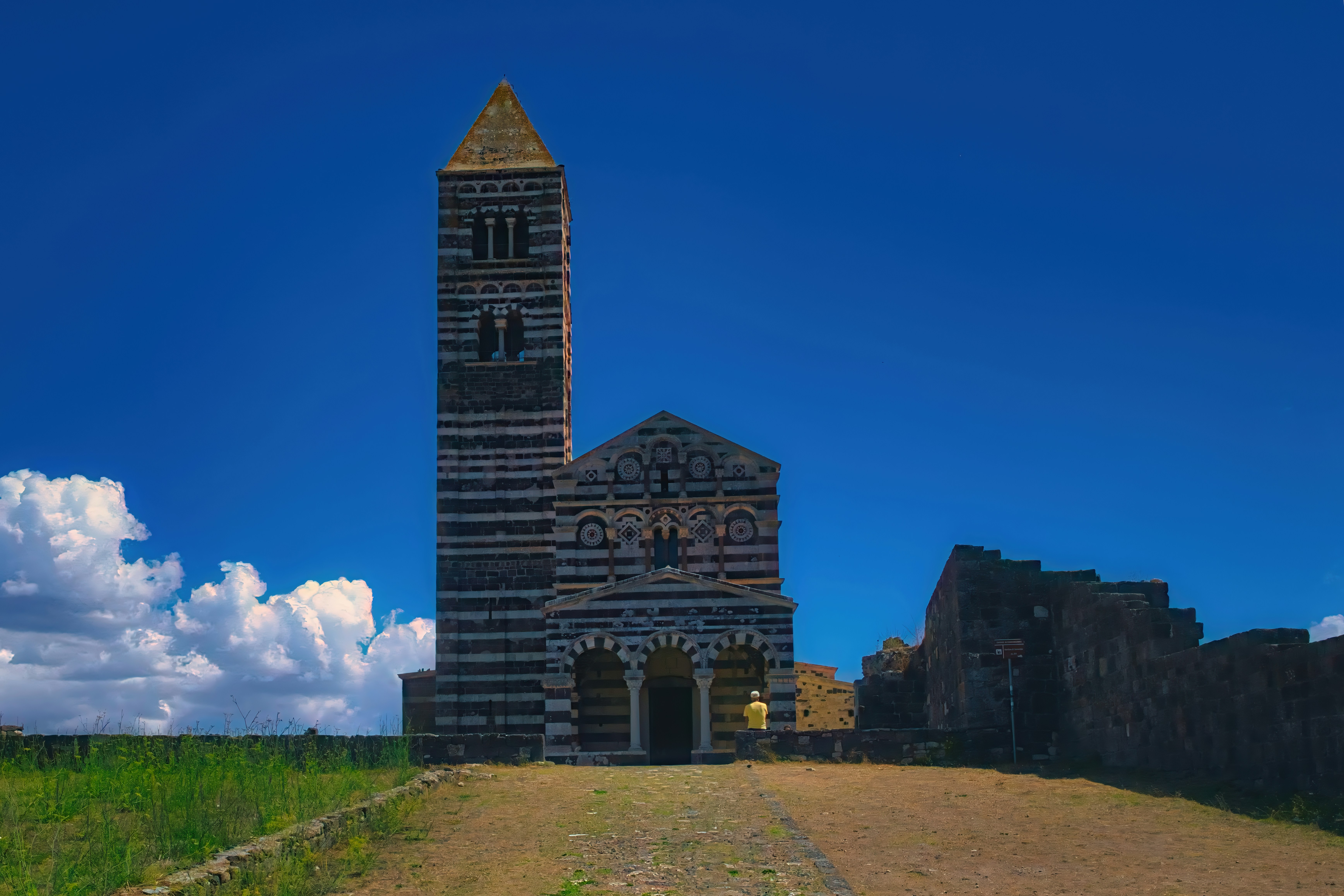 Stone Cathedral Rising Against a Vivid Blue Sky