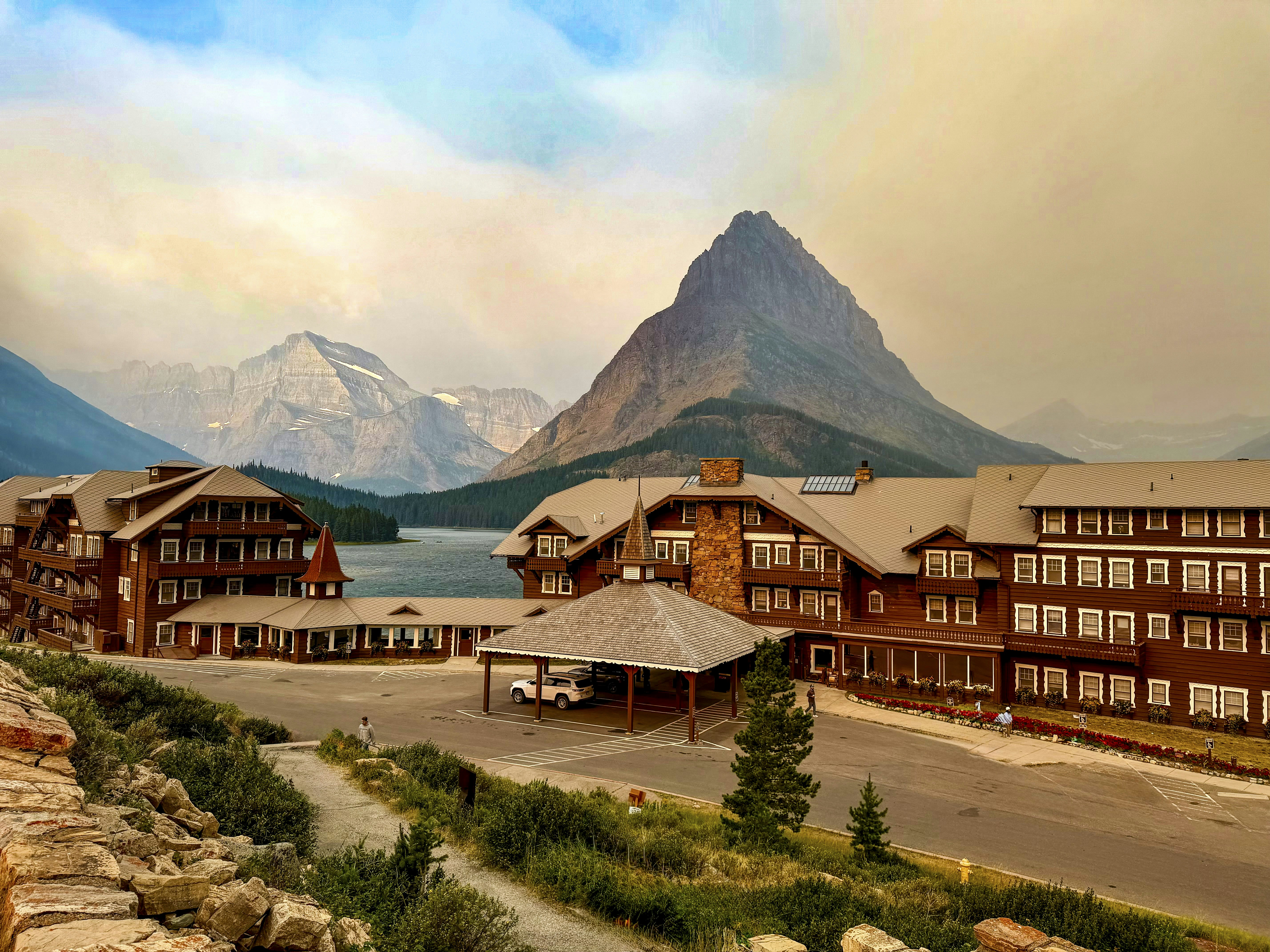 Mountain Lodge Village Under a Painted Sky