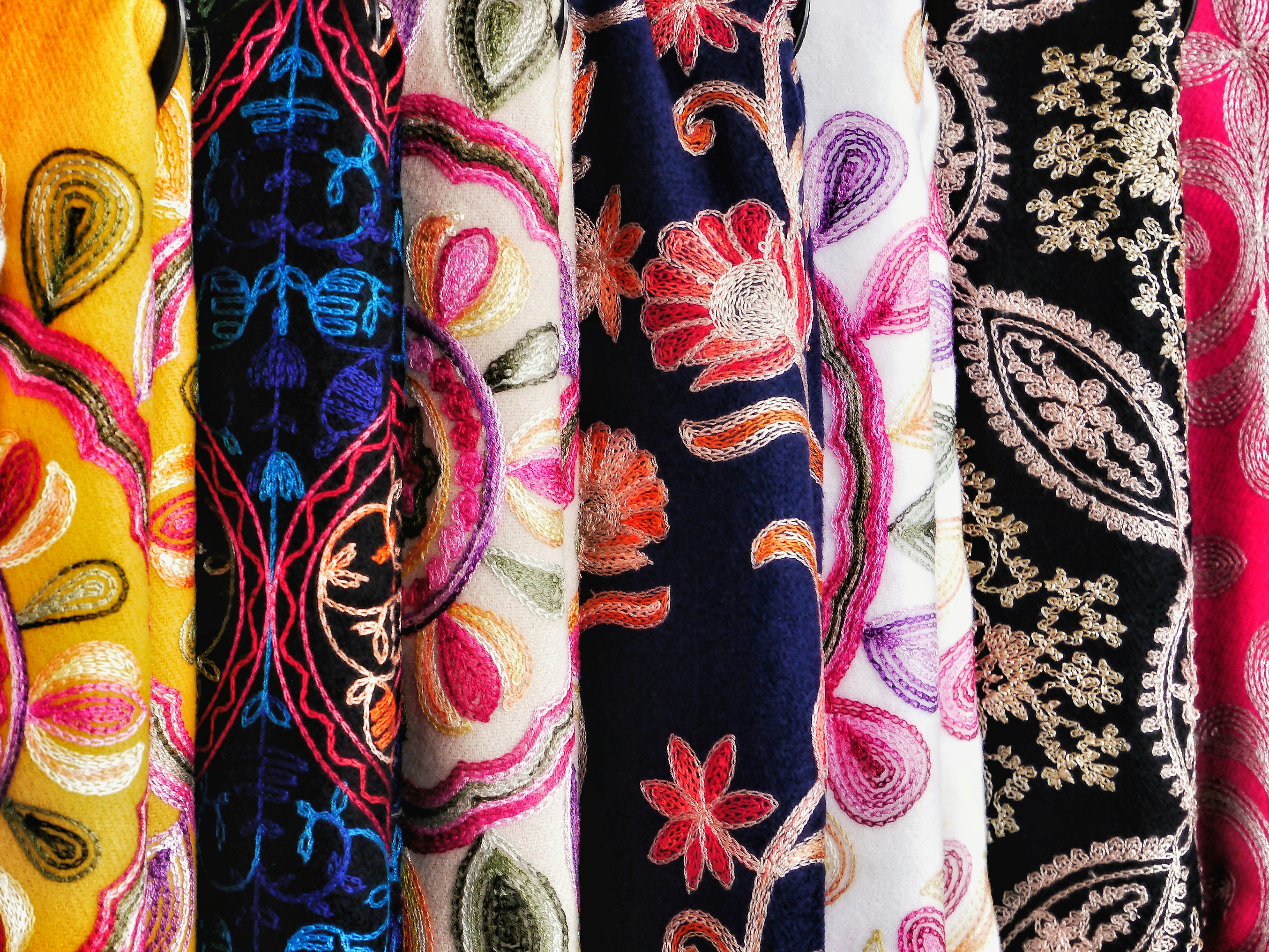 Vivid Threads: A Carousel of Embroidered Patterns