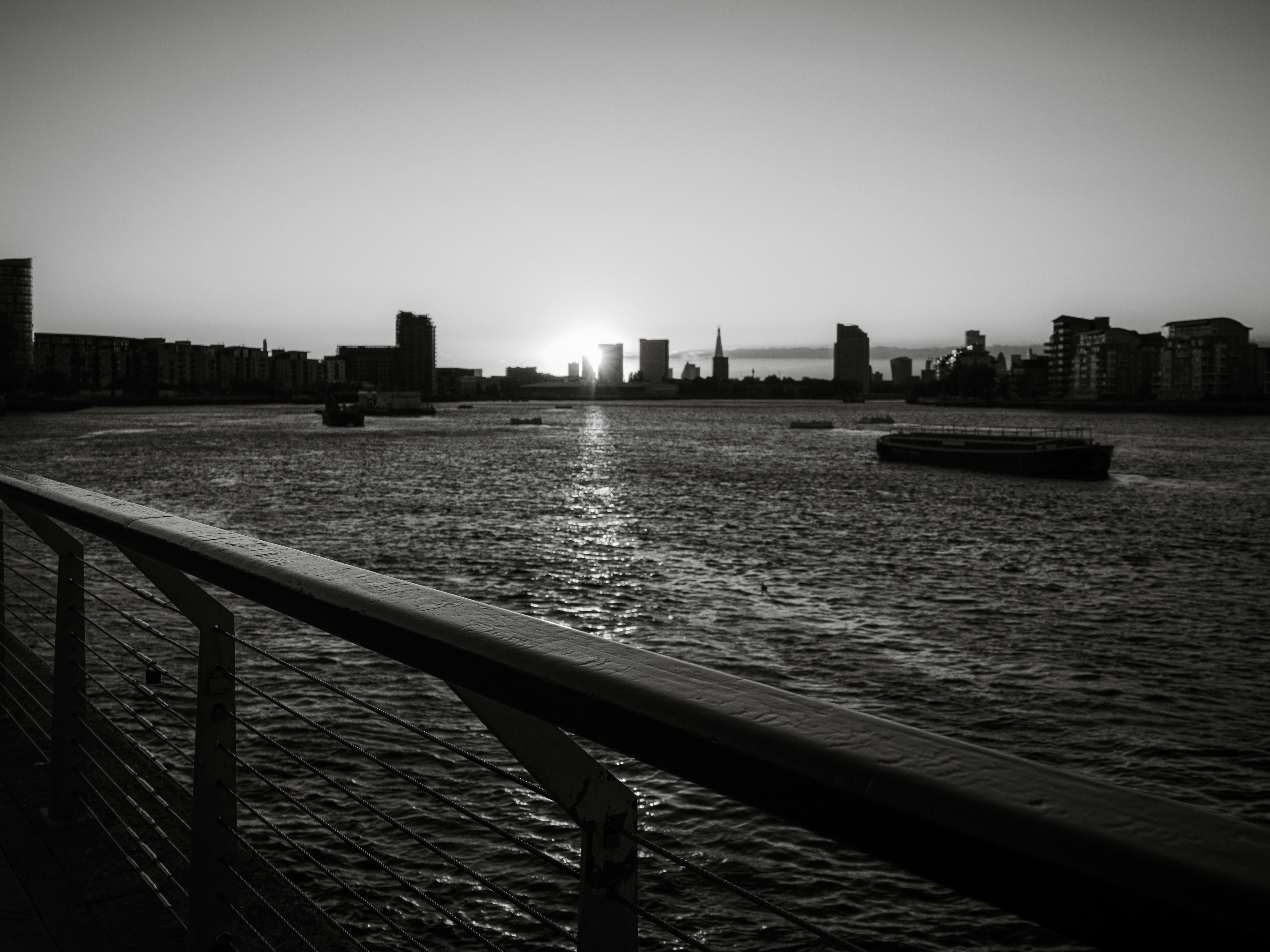 Dusk over a Quiet City Riverfront