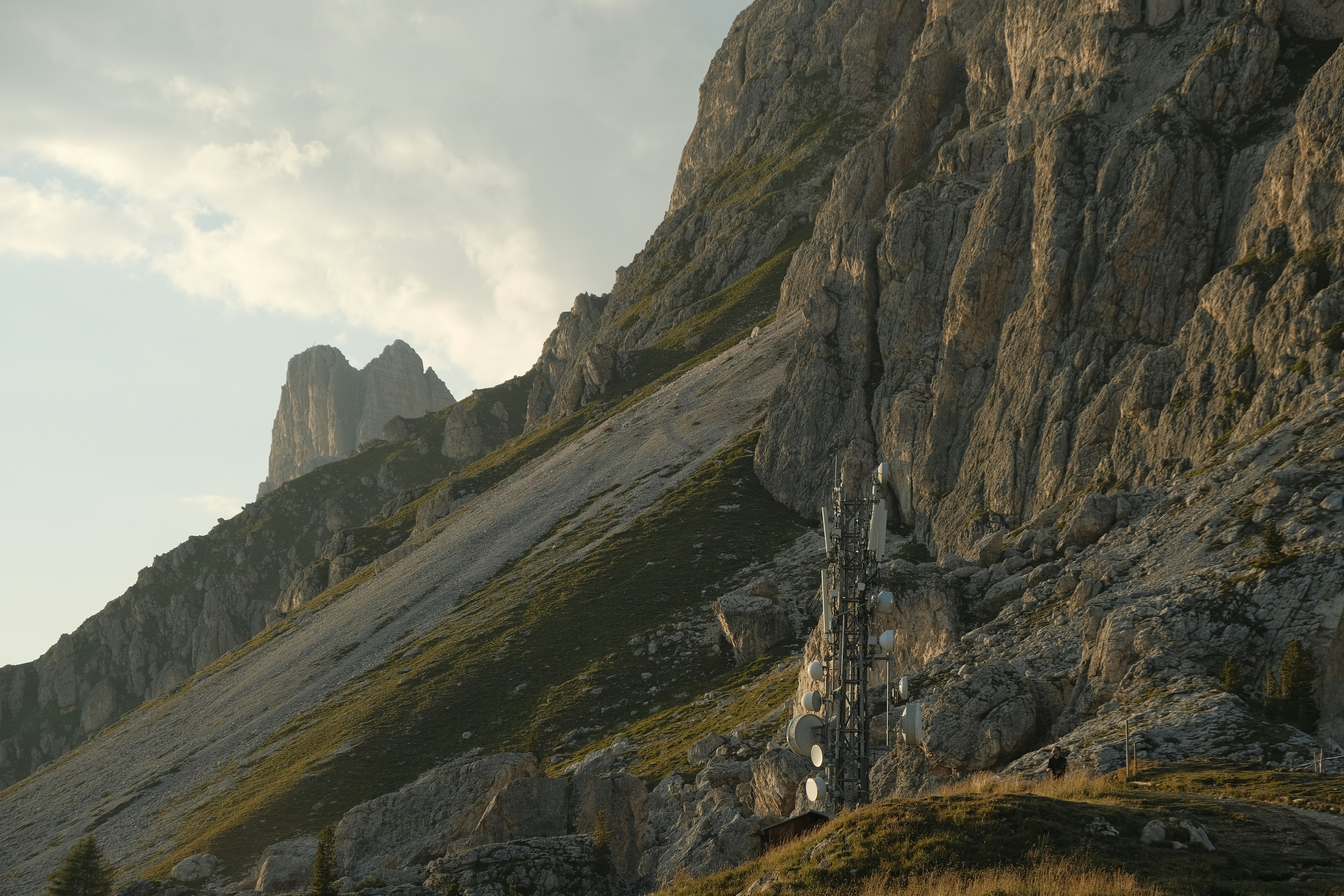 Rugged Peak Communication Tower Amid Craggy Slopes