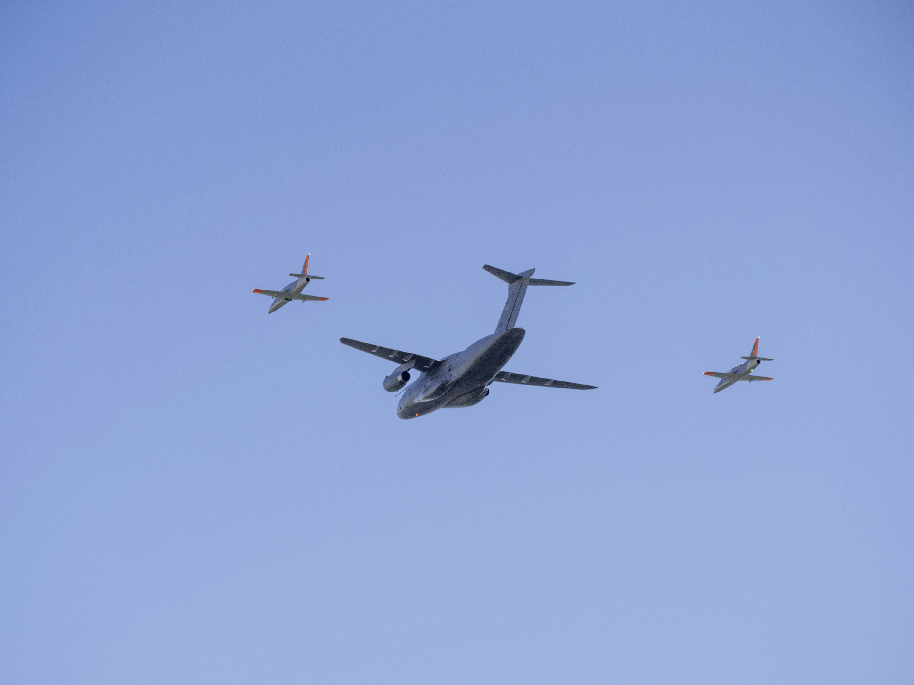 Tri-Air Formation Over Crisp Blue Skies