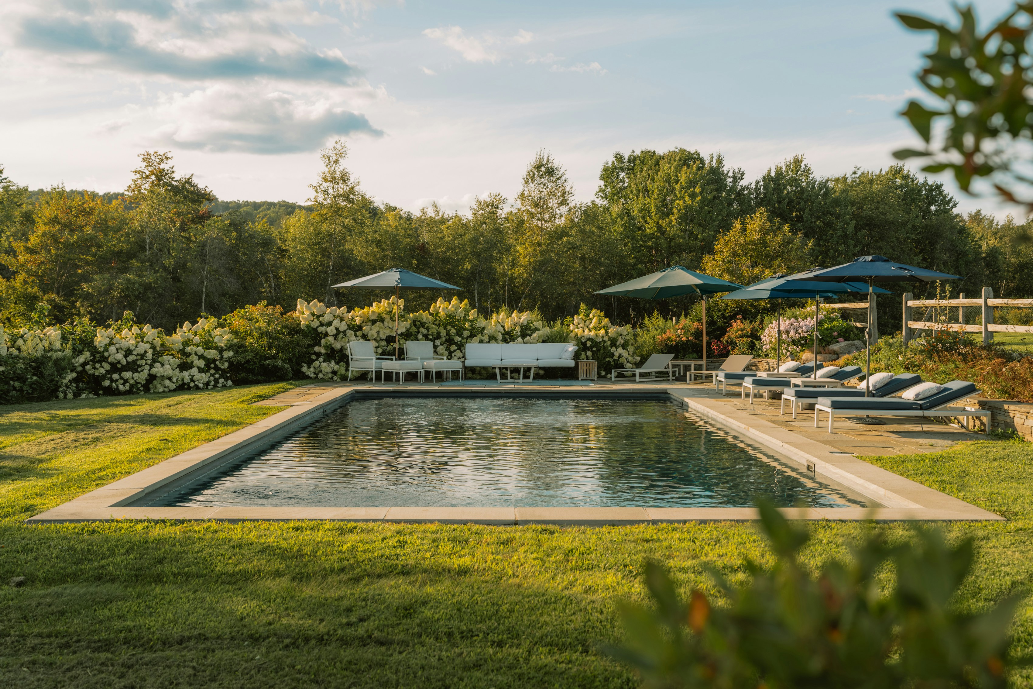 Quiet Poolside Retreat Bathed in Late Afternoon Light