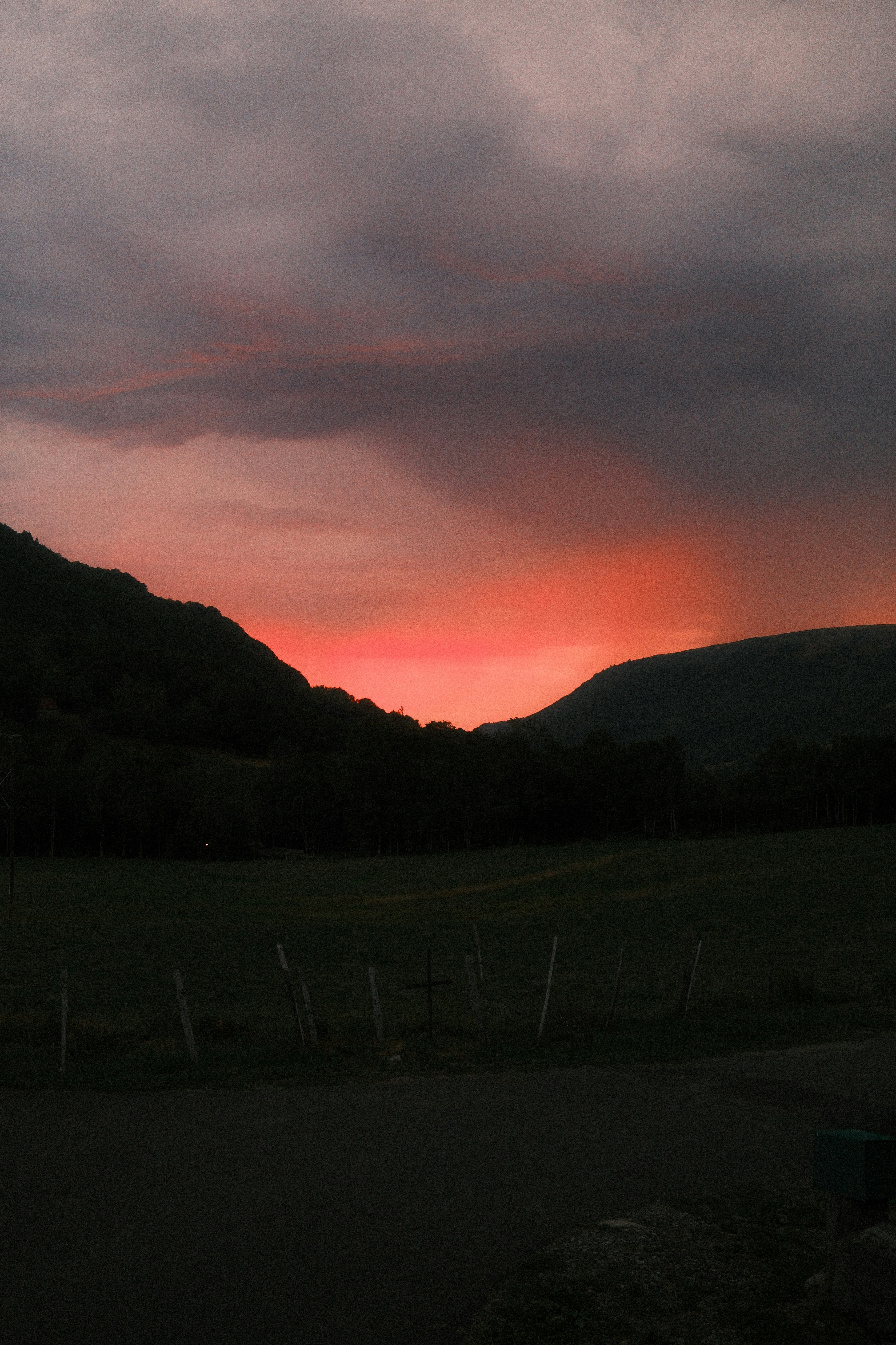 Crimson Horizon Over Quiet Valley