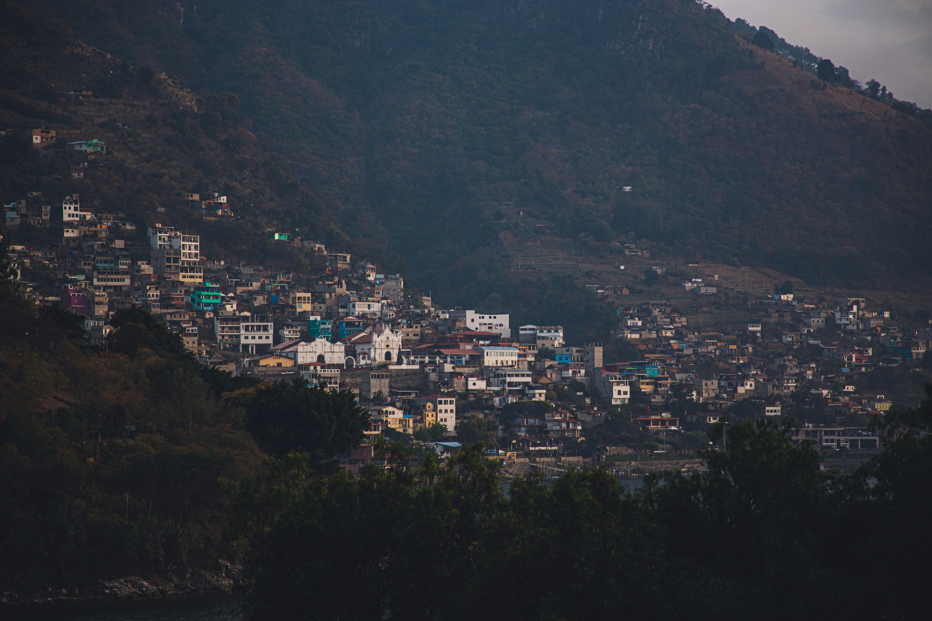Colorful hillside town Nestled Along the Mountain