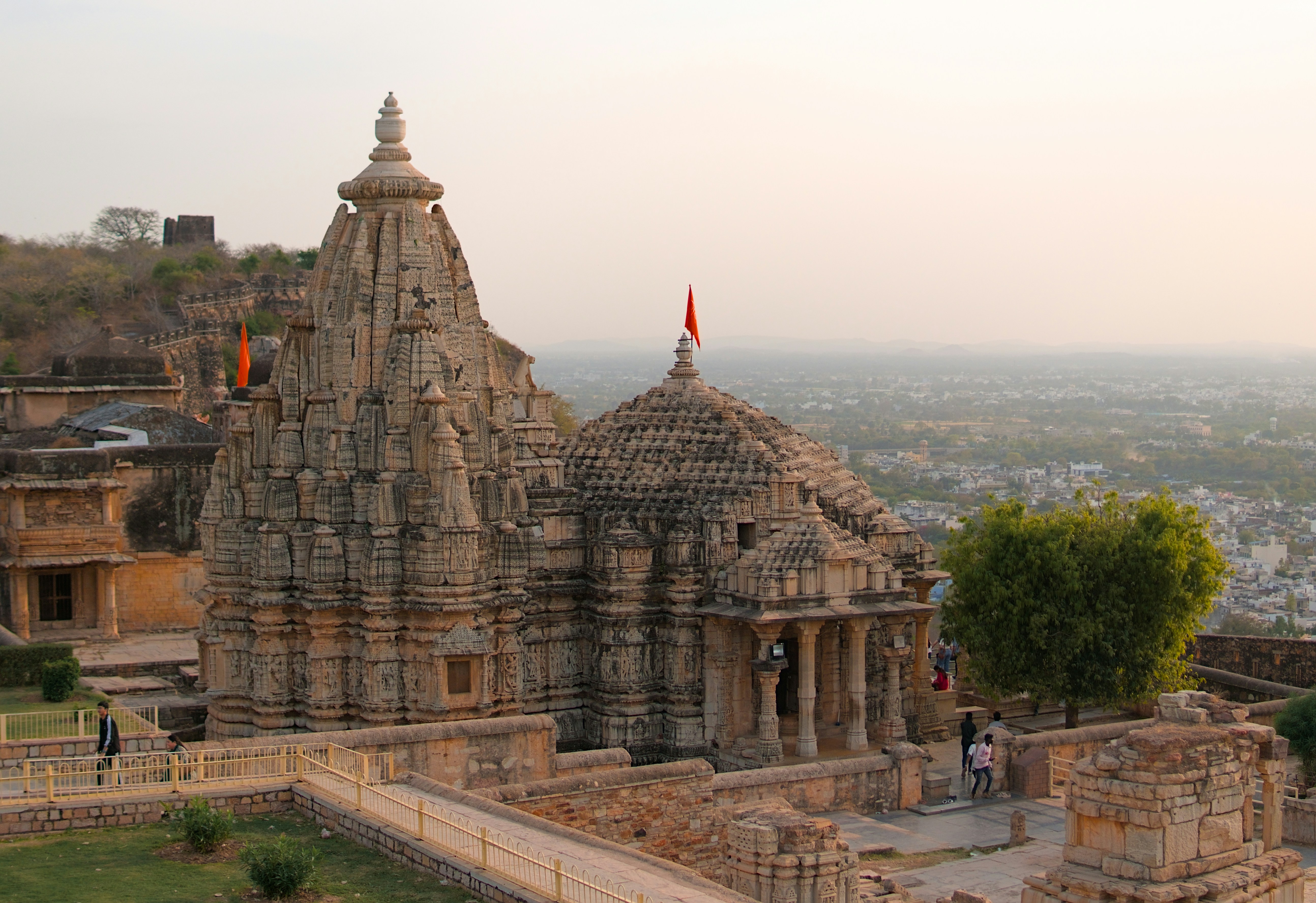 Stone Temple at Dusk: A Ridge-top Sanctuary Overlooking a Valley