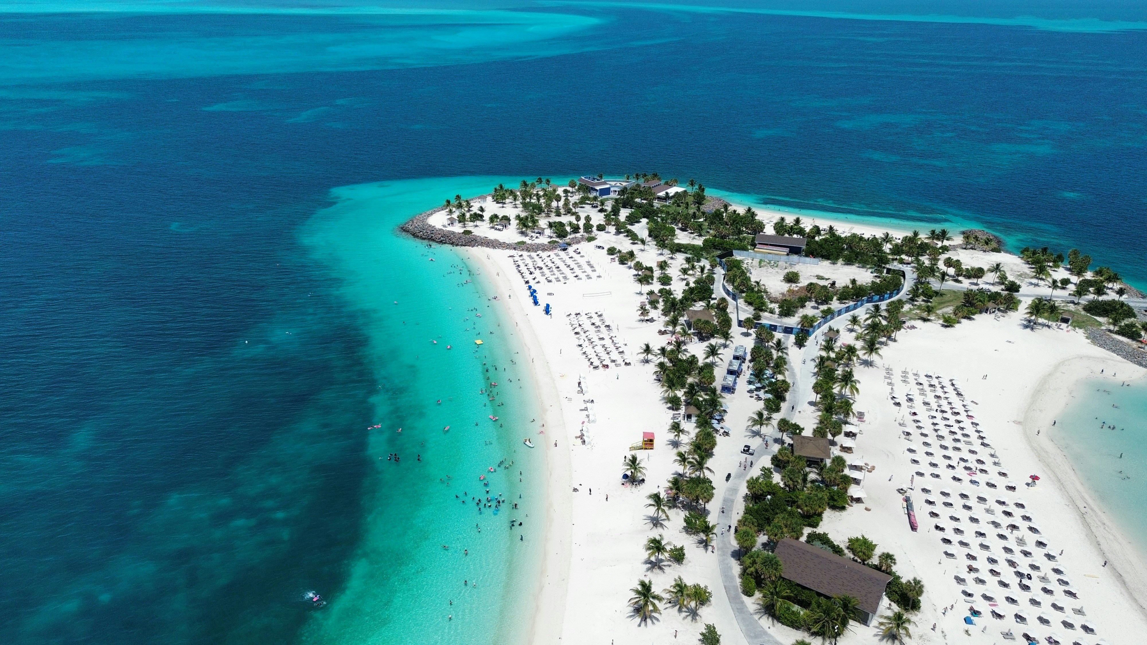 Isolated Paradise: A Ribbon of White Beach Fringed with Palm Shade