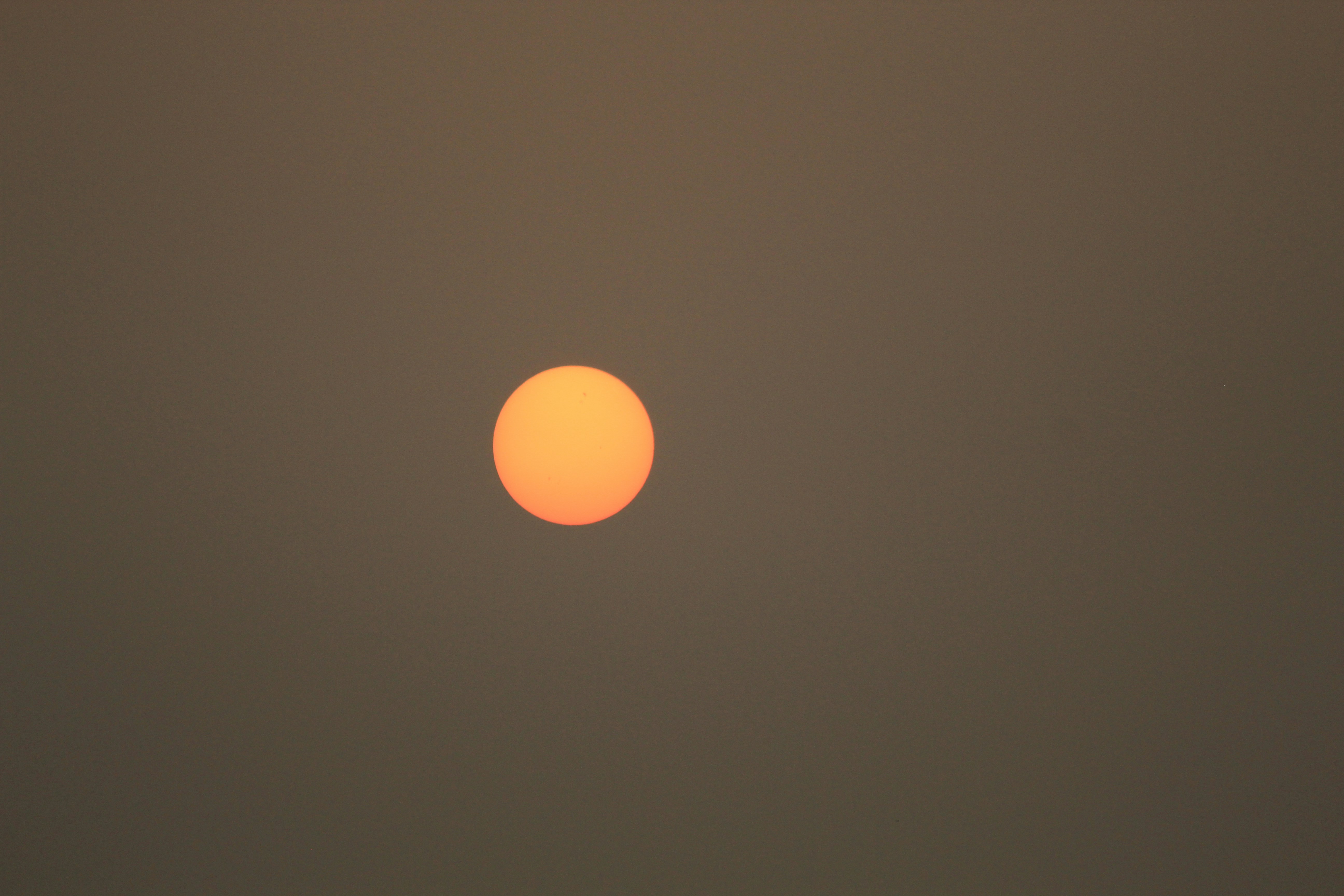 Solitary Sunset Orb in Quiet Haze